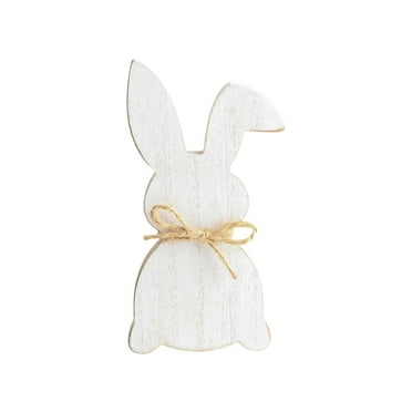 Moocorvic 2Pcs Easter Bunny Wooden Signs Easter Tabletop Decor Rabbit ...