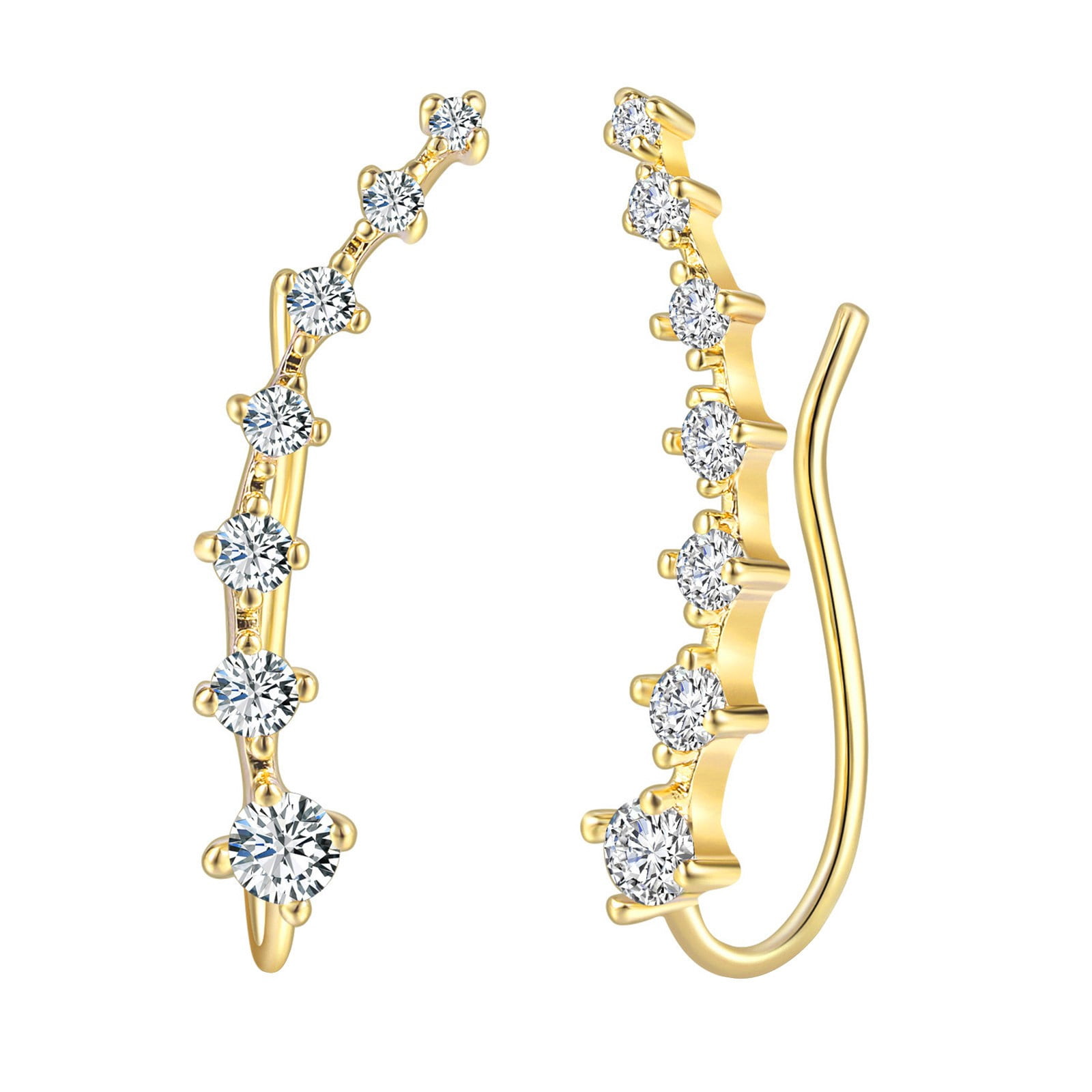 Jierger Fashion of 7 Diamonds Star Flashing Diamond Stud Earrings Sweet ...