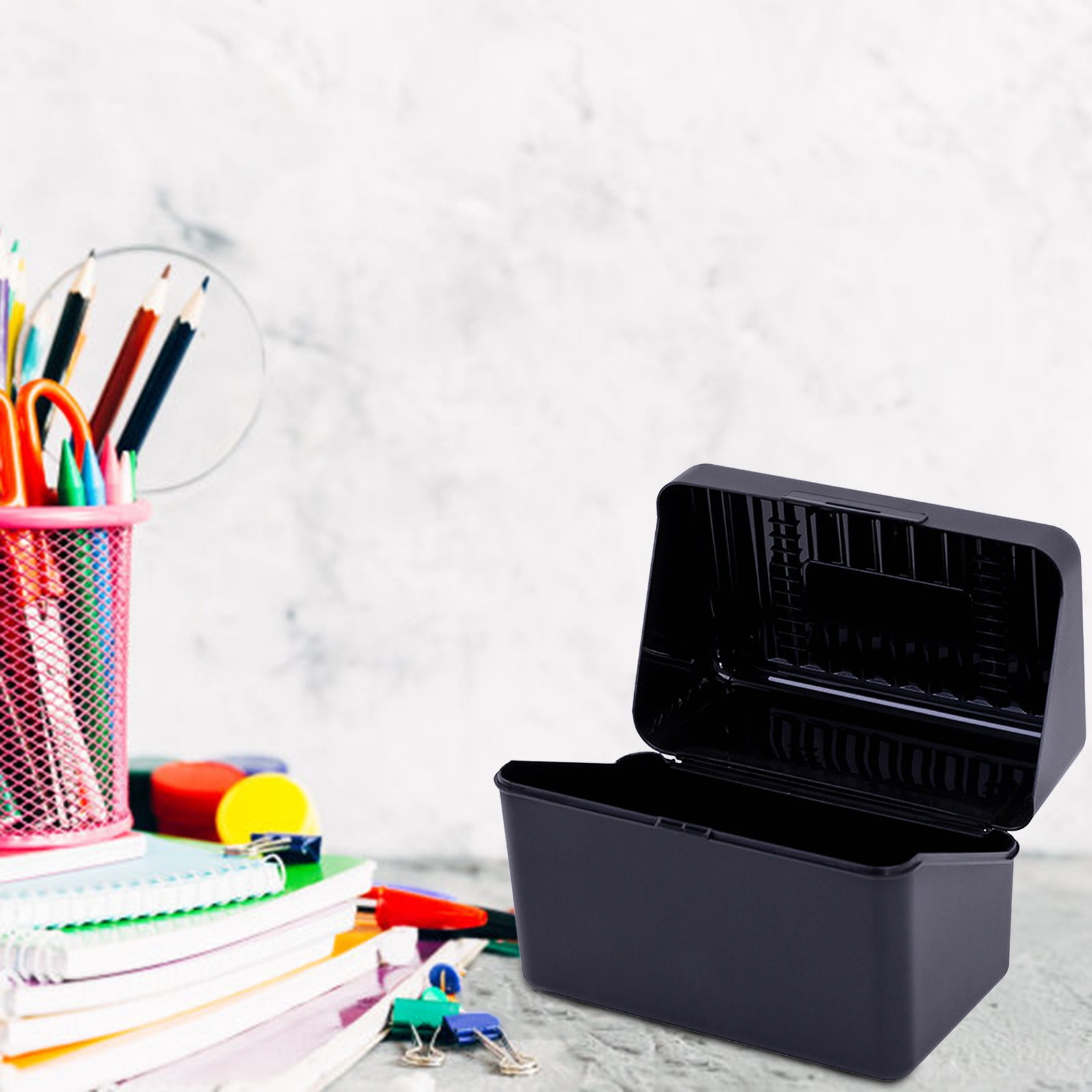 Jierger Index Card Holder Black Storage Box 3 x 5 Inch Card Organizer ...