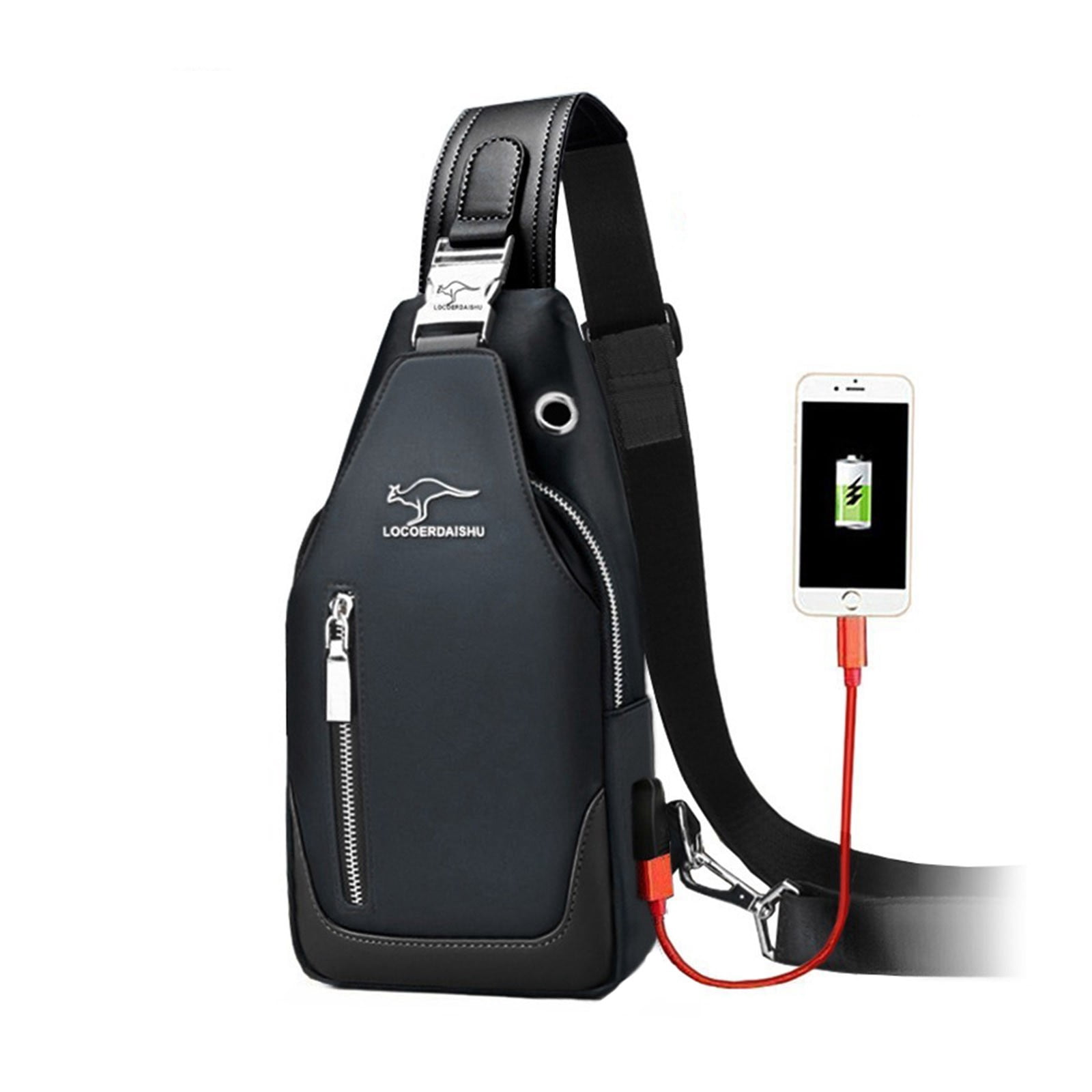 Jierger Leather Crossbody Phone Bag Chest Sling Bag for Men Casual ...