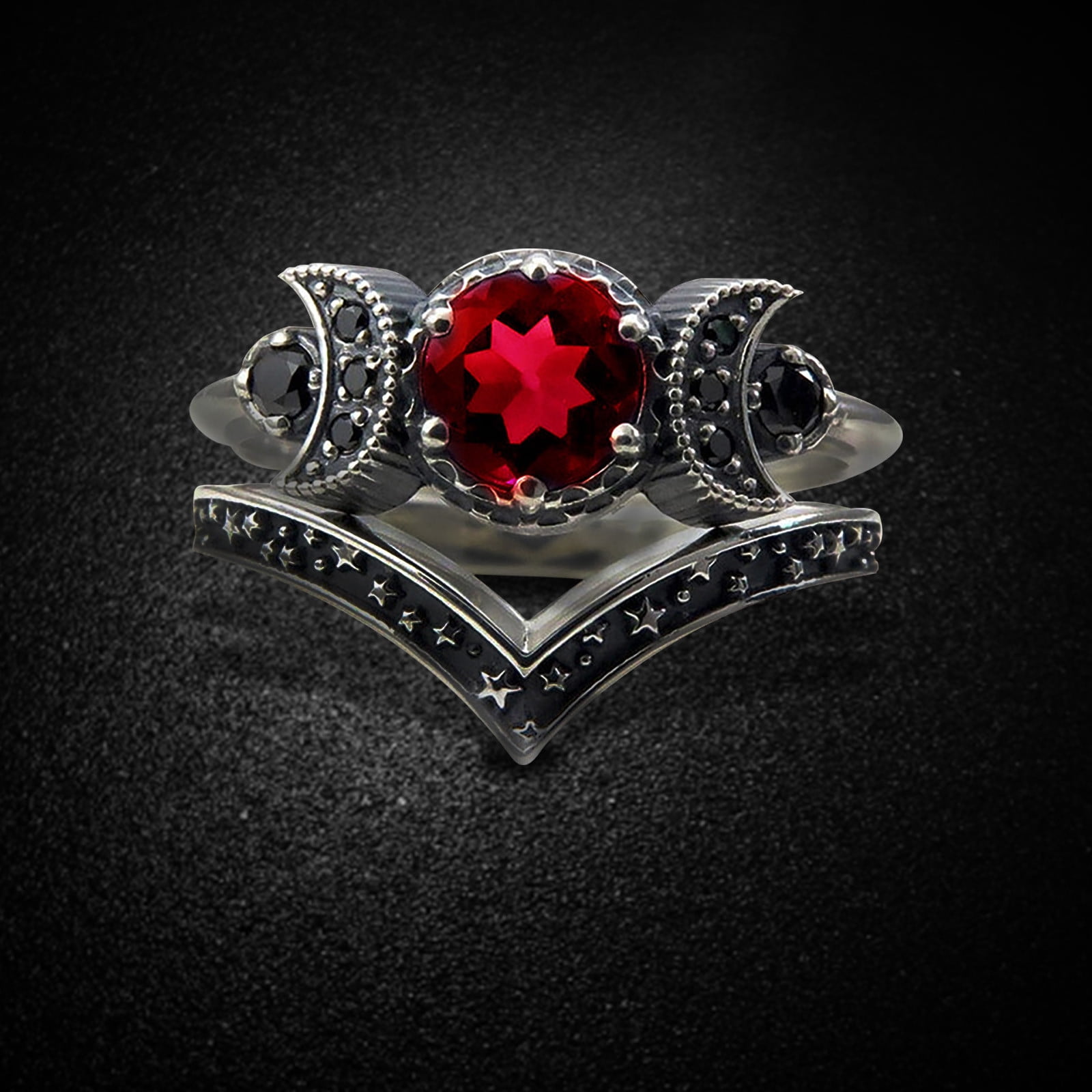 Jierger Moon Ring Red Amethyst Ring Moon Jewellery Gifts for Women ...