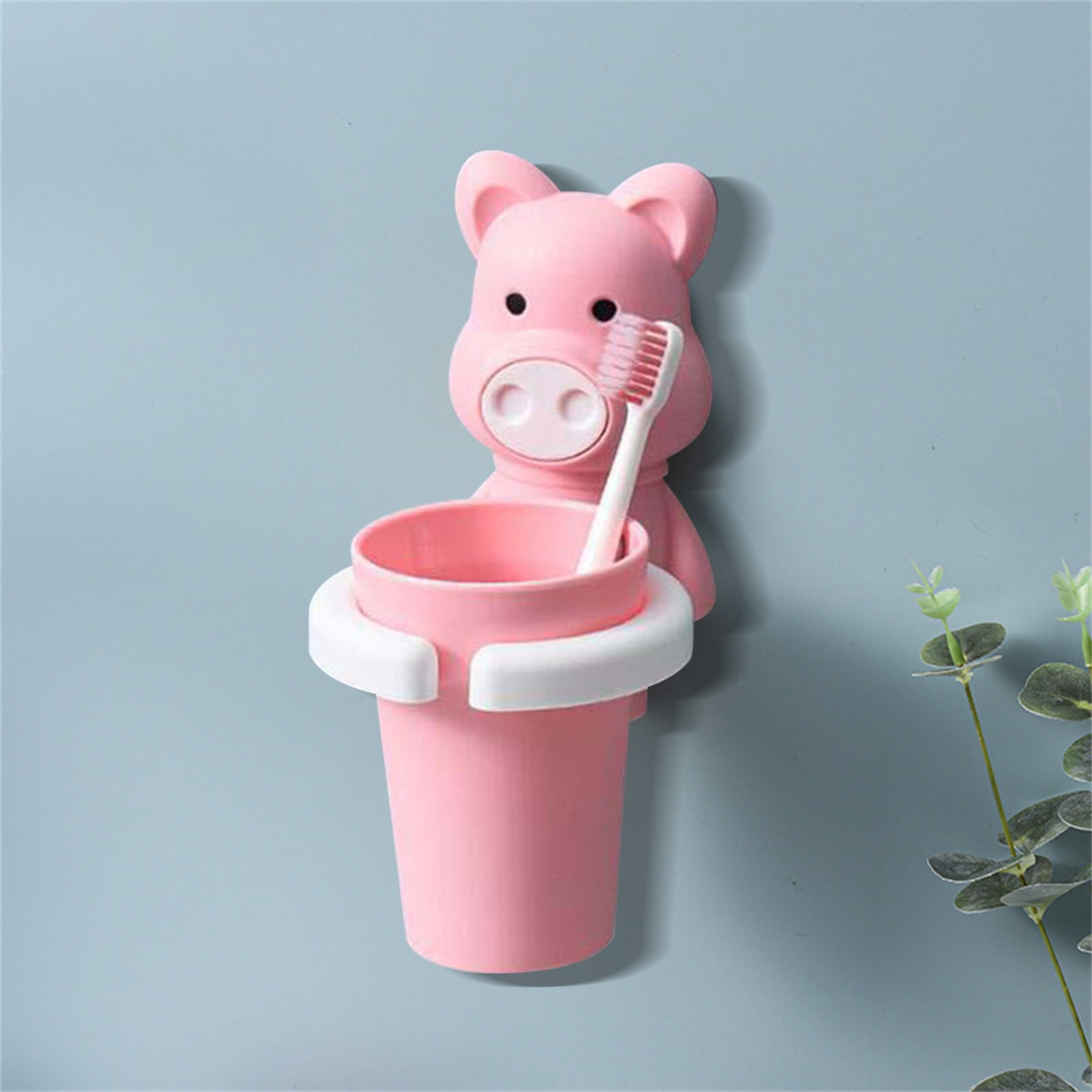Jierger Pig Kids Toothbrush Holder for Bathroom, Suction Cup Electric ...