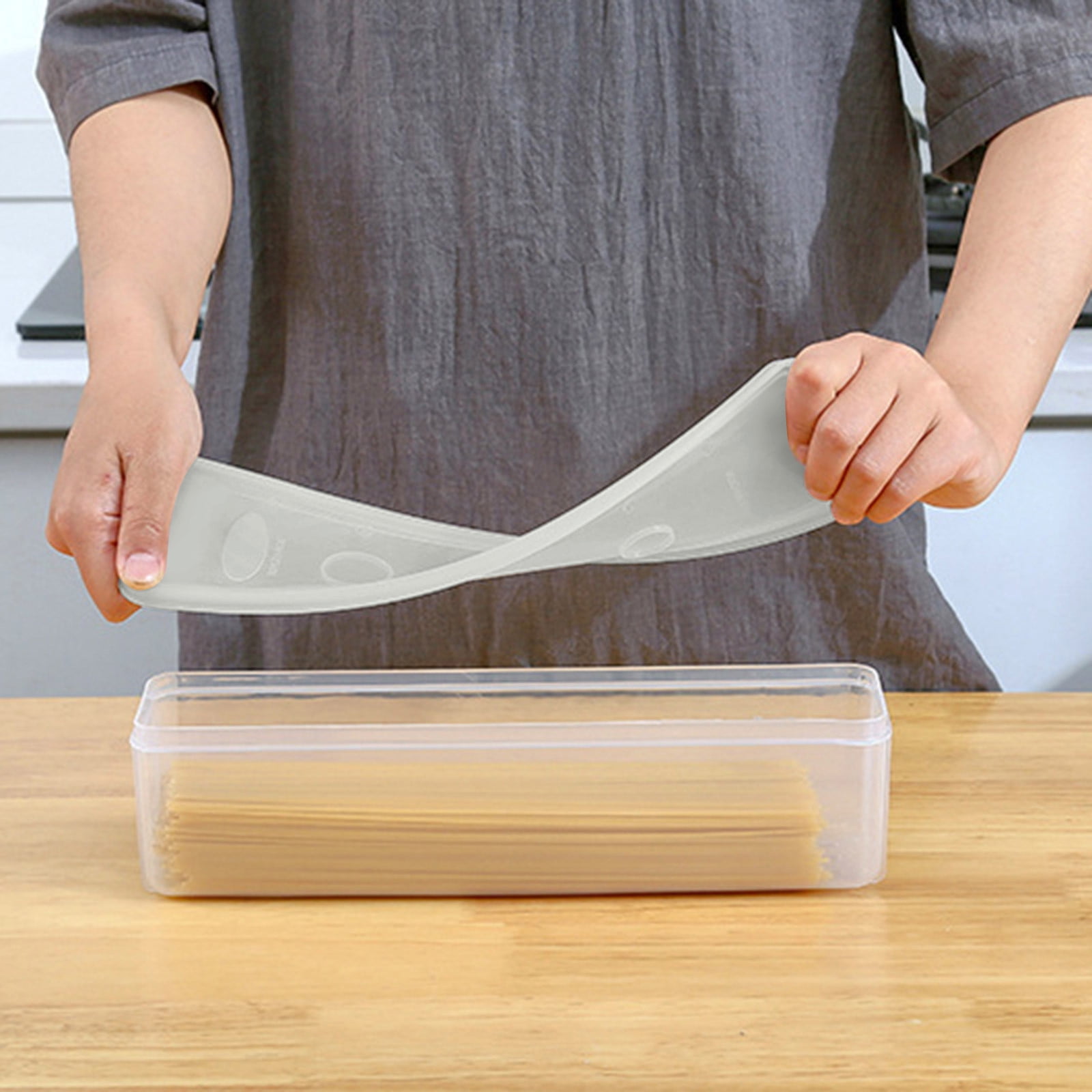 Jierger Plastic Pasta Container, Clear Spaghetti Storage Container ...