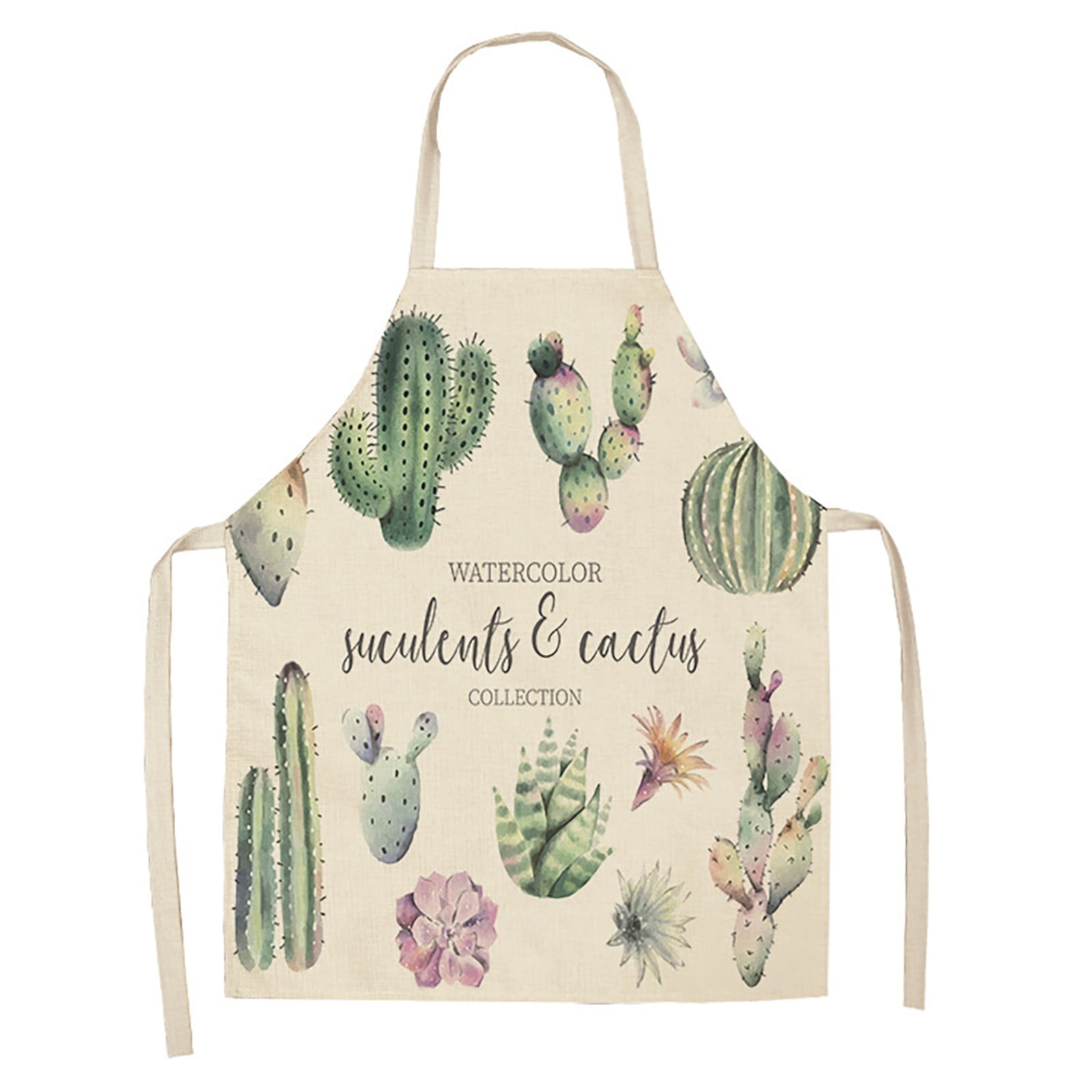 Jierger Small Fresh Cactus Printed Apron Green Plant Printed Apron Home ...