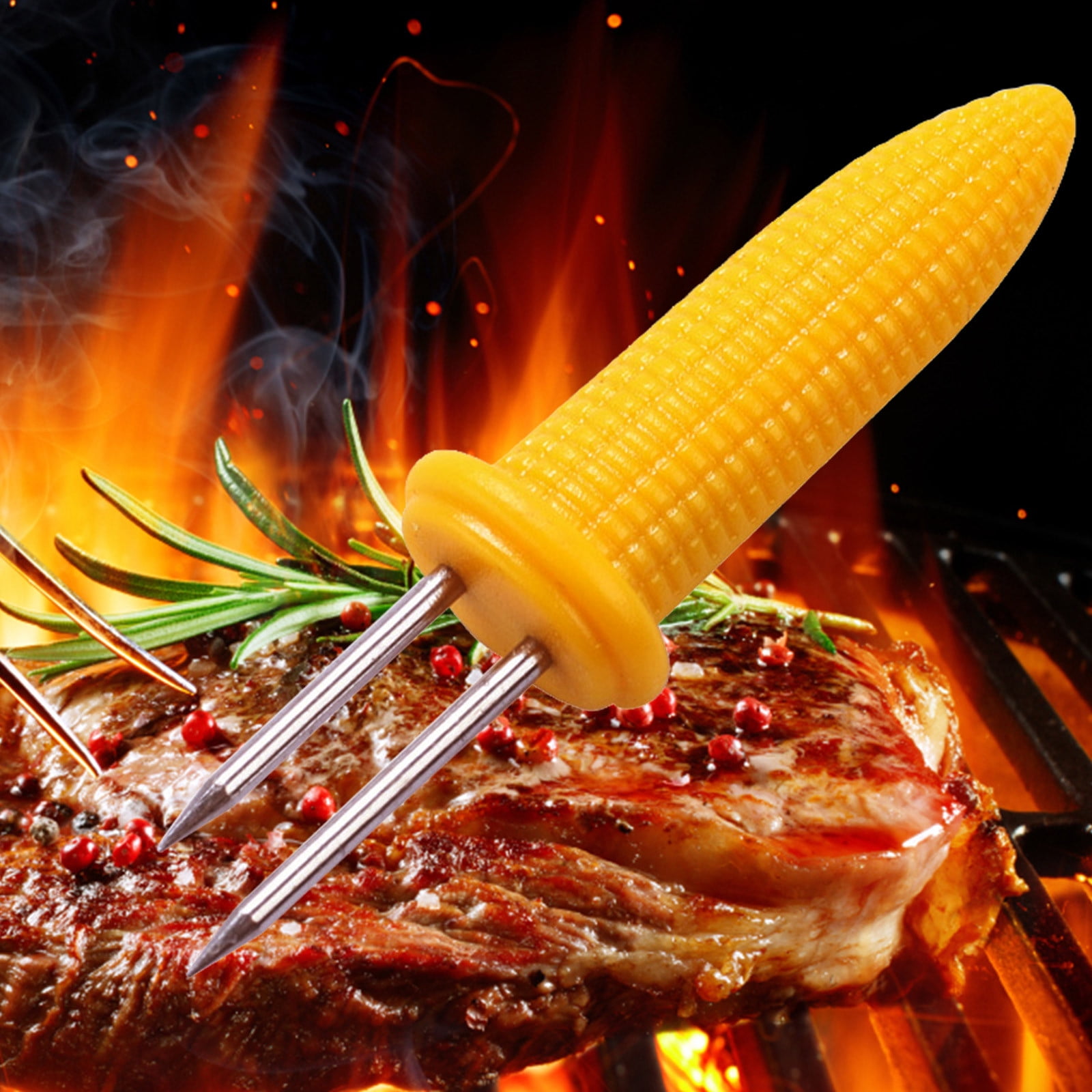 Jierger Snow Tip Stainless Steel Corn Cob Hold-er Skewers with Silicone ...