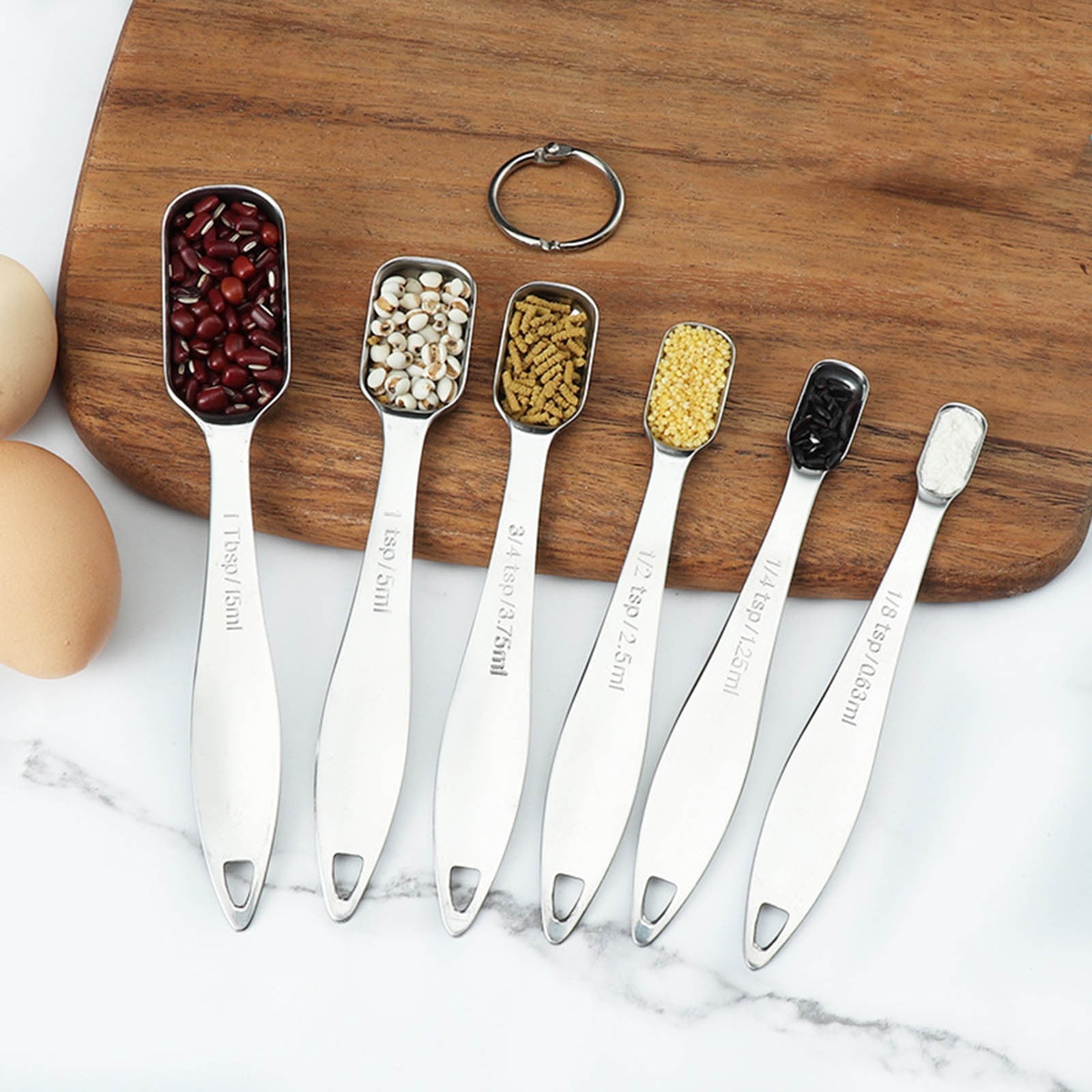 Jierger Square Measuring Spoon 6 Piece Set with Scale Baking Measuring ...