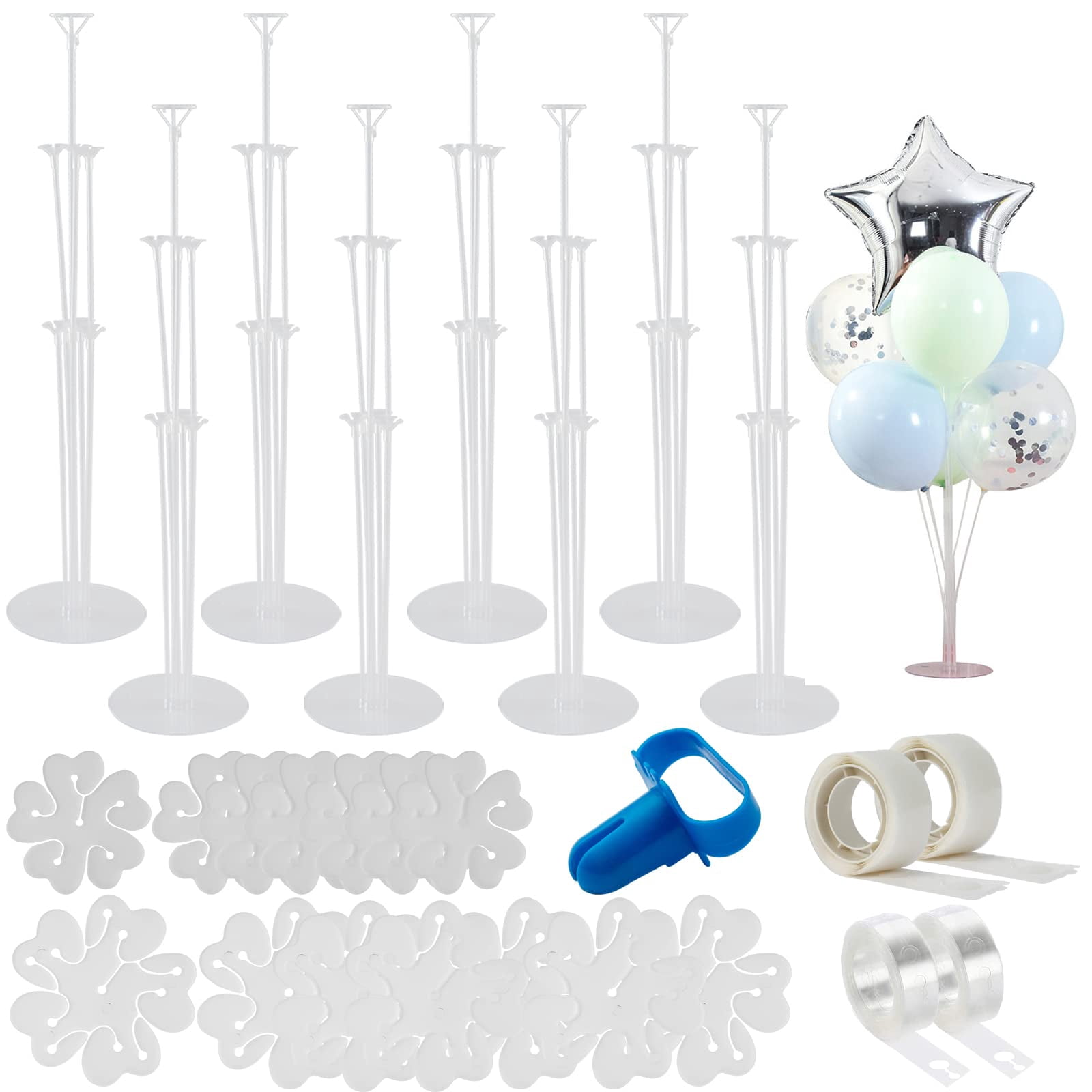 Jiesky 7 Sets 28 Inch Balloon Stand Kits, Balloon Sticks with Base For ...