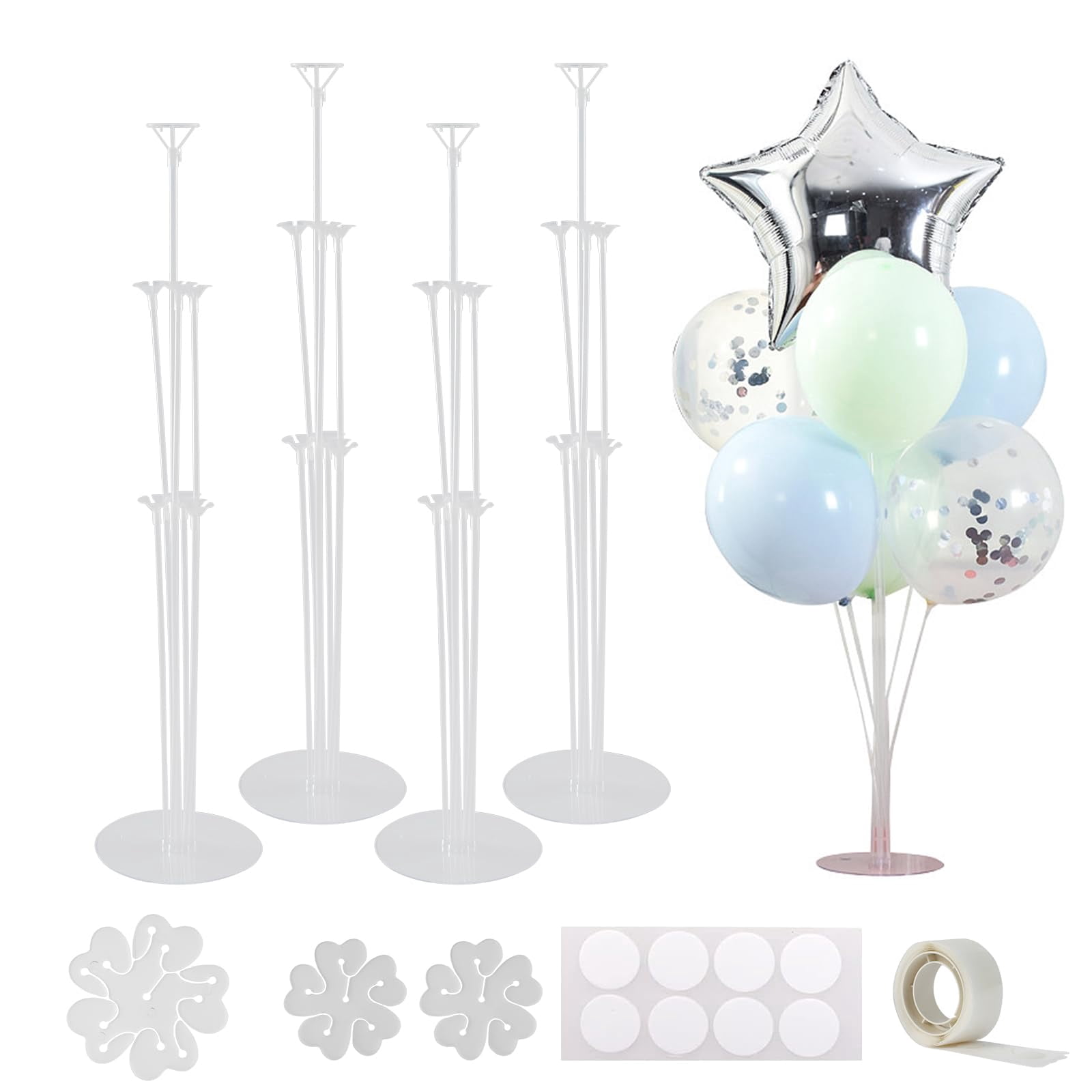 Jiesky 7 Sets 28 Inch Balloon Stand Kits, Balloon Sticks with Base For ...