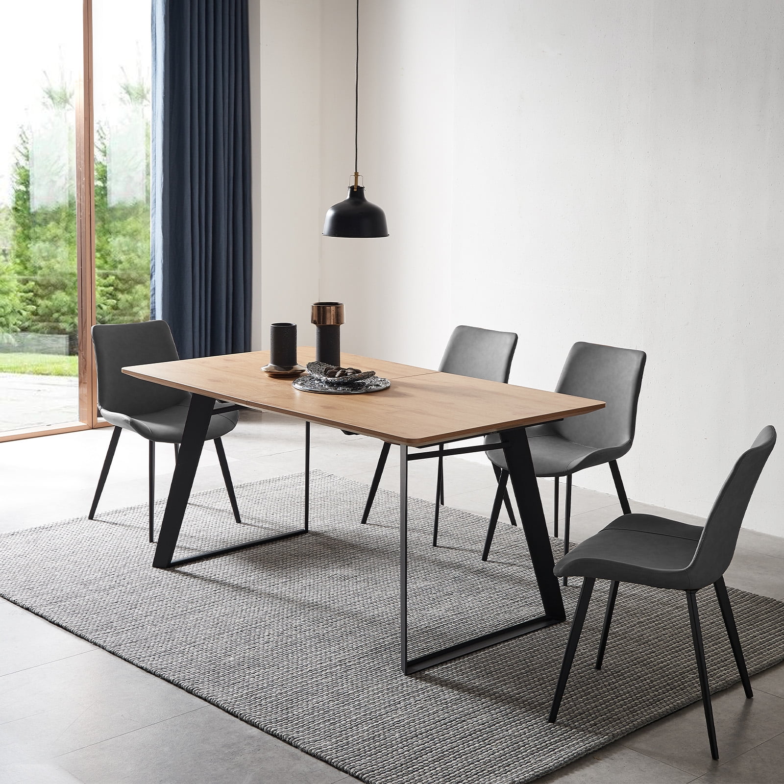 Jiexi 5 Piece Modern MDF & Metal Dining Table Set, Gray - Walmart.com