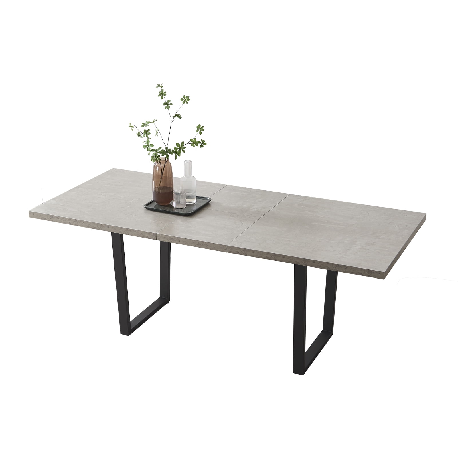 Jiexi 62.9 in Rectangle Extendable Dining Table, Gray - Walmart.com