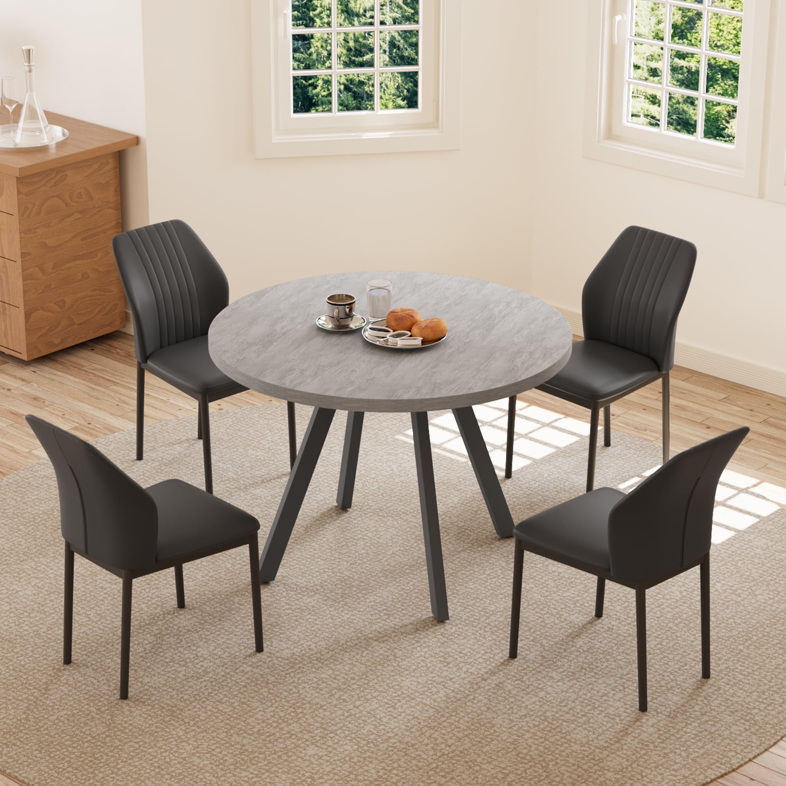 Mid Century Modern Round Dining Table Set for Living Room, Studio ...