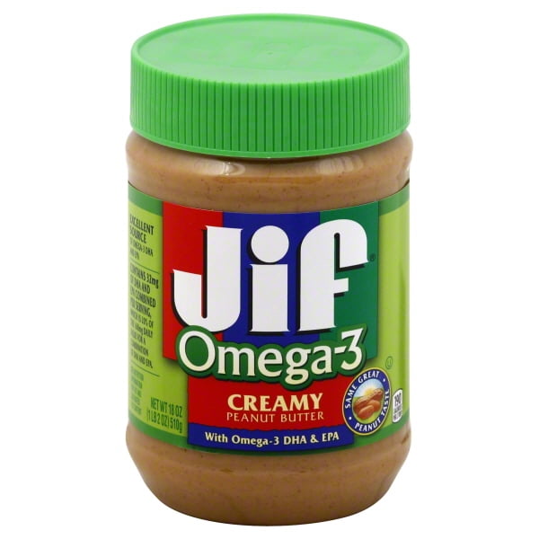 Jif 18oz Creamy Omega 3 Peanut Butter - Walmart.com