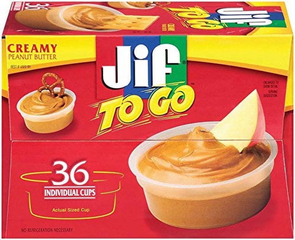 Jif Creamy Peanut Butter, Portable Snack Cups for Dipping, 36 Count, 1. ...