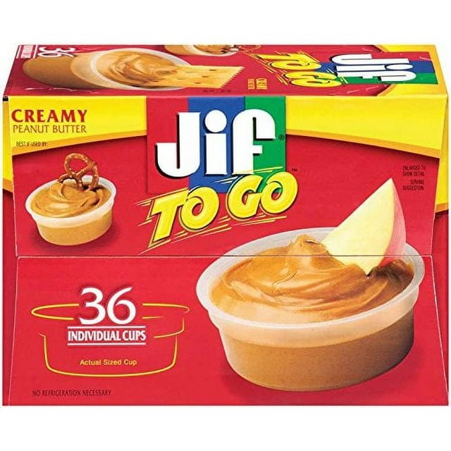 Jif To Go Creamy Peanut Butter, Snack Size, 36 Pack - Walmart.com