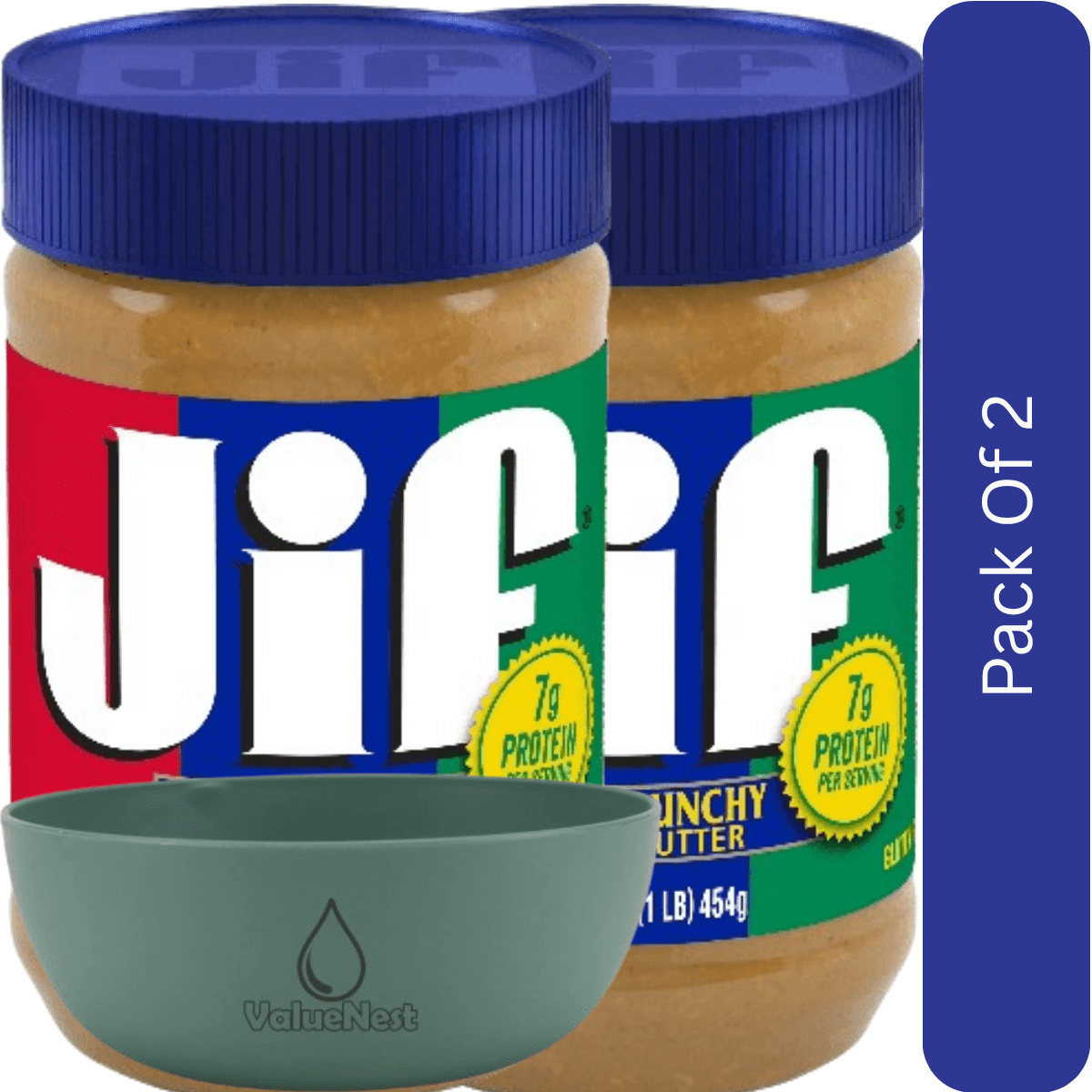 Jif Extra Crunchy Peanut Butter, 16 oz Jar with Light Brown Bowl by ...