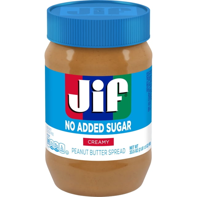 Jif No Added Sugar Creamy Peanut Butter Spread, 33.5 oz. - Smooth ...