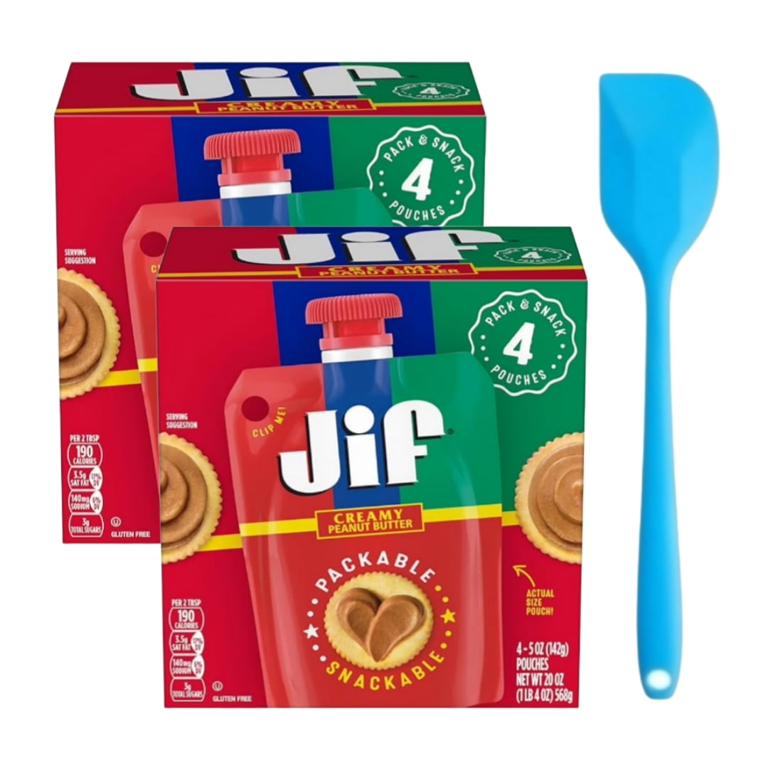Jif Squeeze Creamy Peanut Butter, Pouch, 5 Ounces, (8 pack) and 8in ...