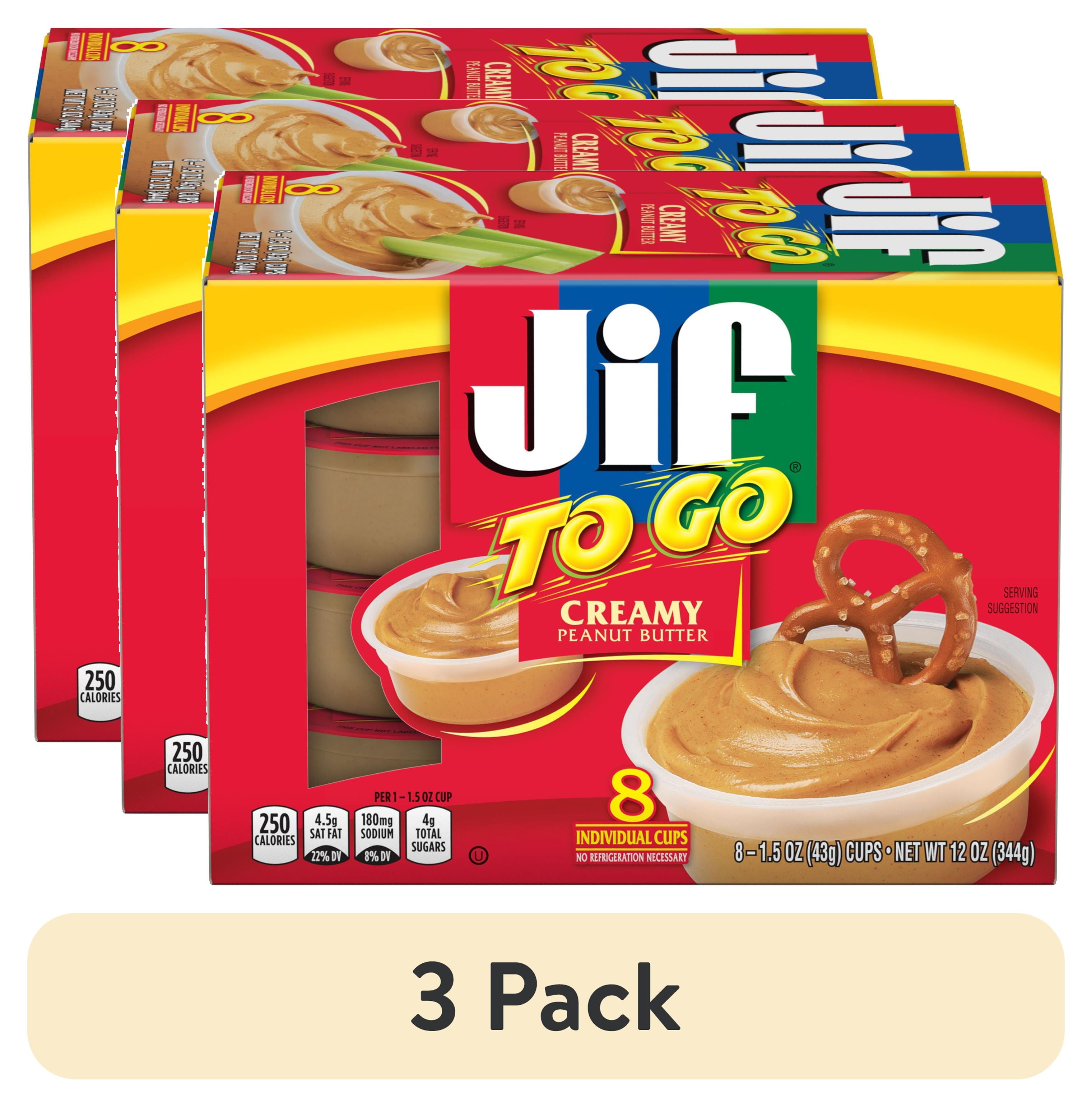 (3 pack) Jif To Go Creamy Peanut Butter, 8- 1.5 Ounce Cups, Smooth and ...