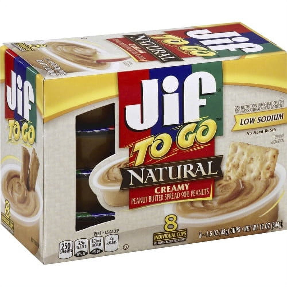 Jif To Go Natural Peanut Butter Cups - Creamy, Each - Walmart.com