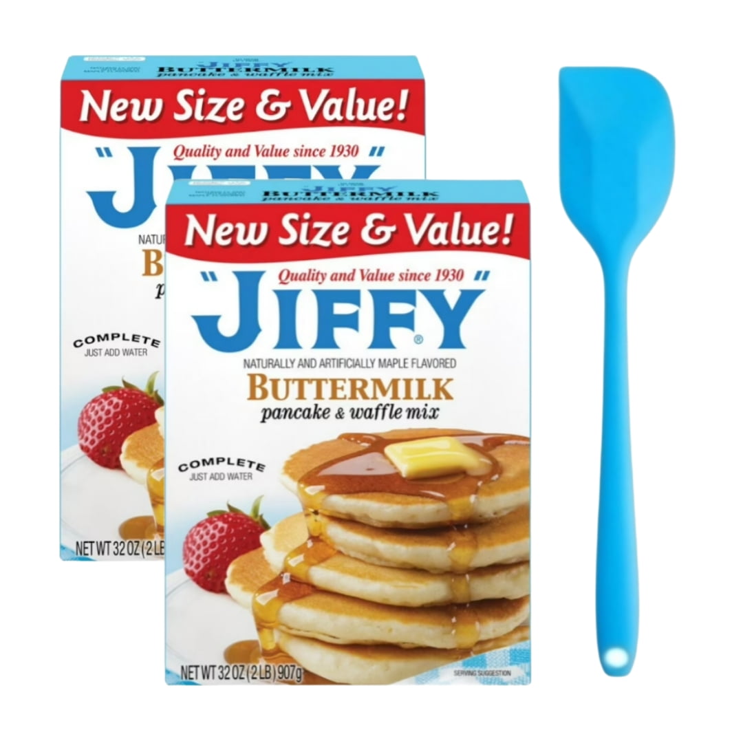 "Jiffy Buttermilk Pancake and Waffle Mix 32 oz, 2 Pack, 8"" Silicone ...