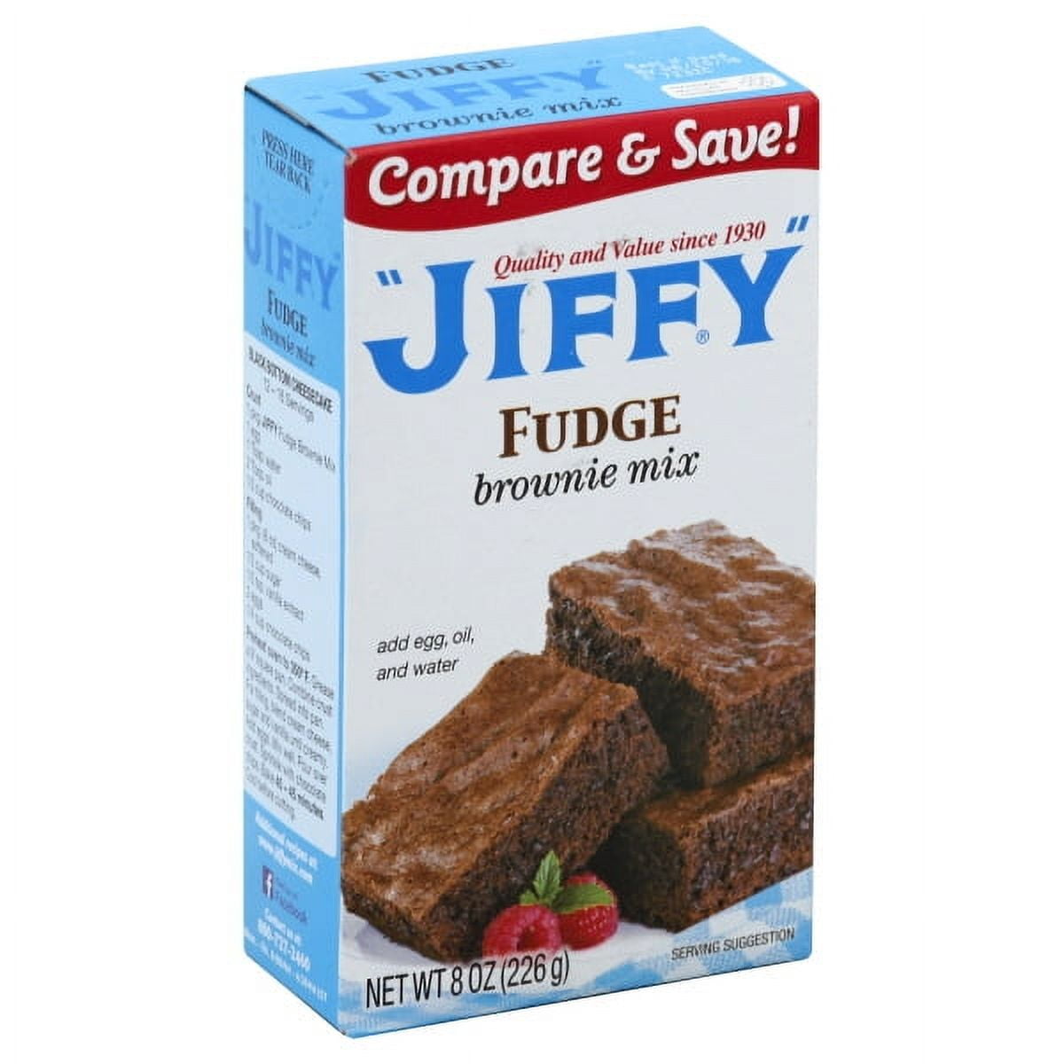 Jiffy Fudge Brownie Mix, 8 oz, Easy Recipe, Decadent Chocolate Dessert ...