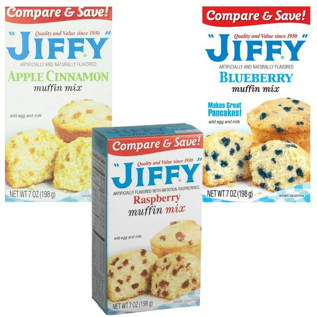 Jiffy Muffin Mix Variety Pack of 3 (Apple Cinnamon, Blueberry ...