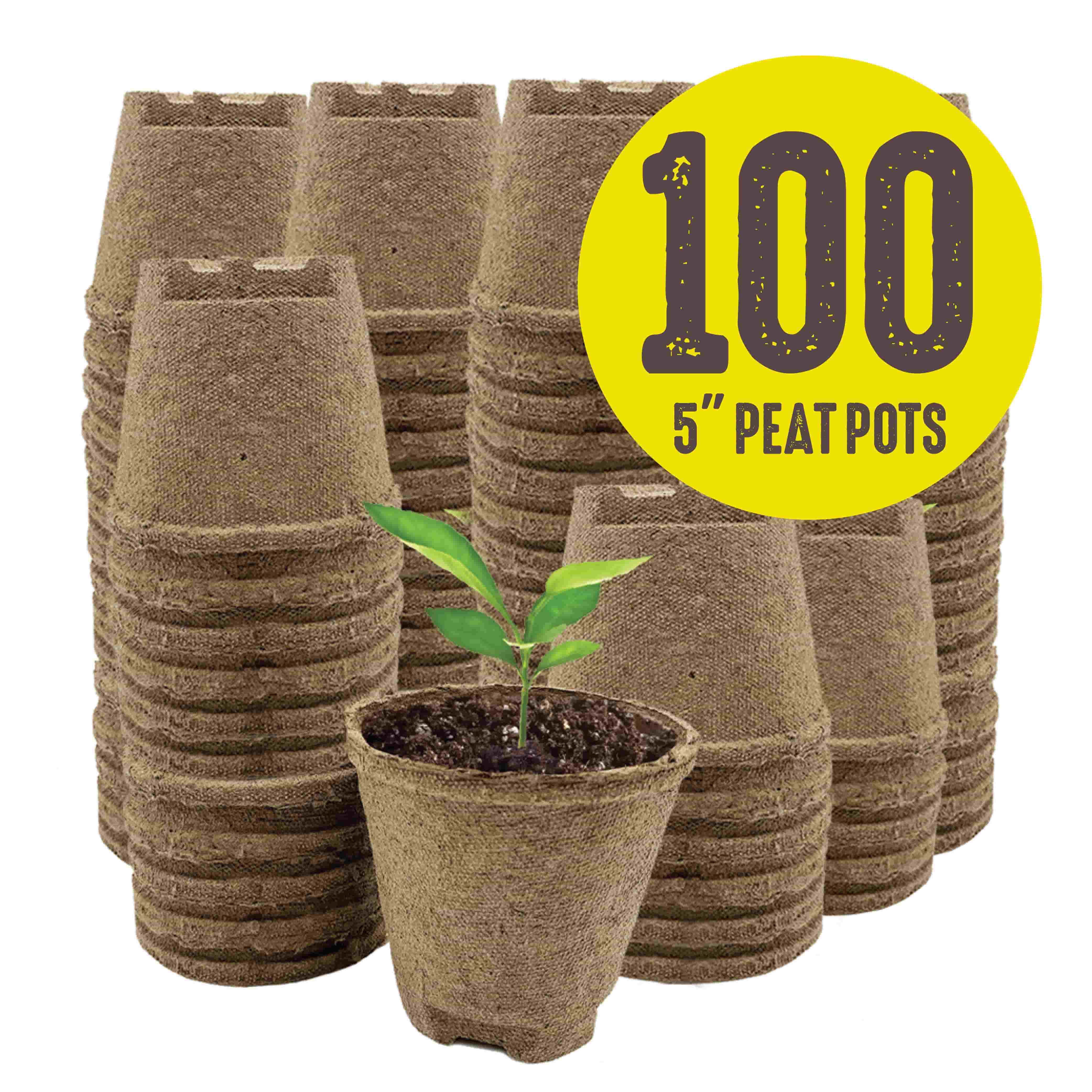 Jiffy Organic Seed Starting 5" Diameter Biodegradable Peat Pots (100 ...