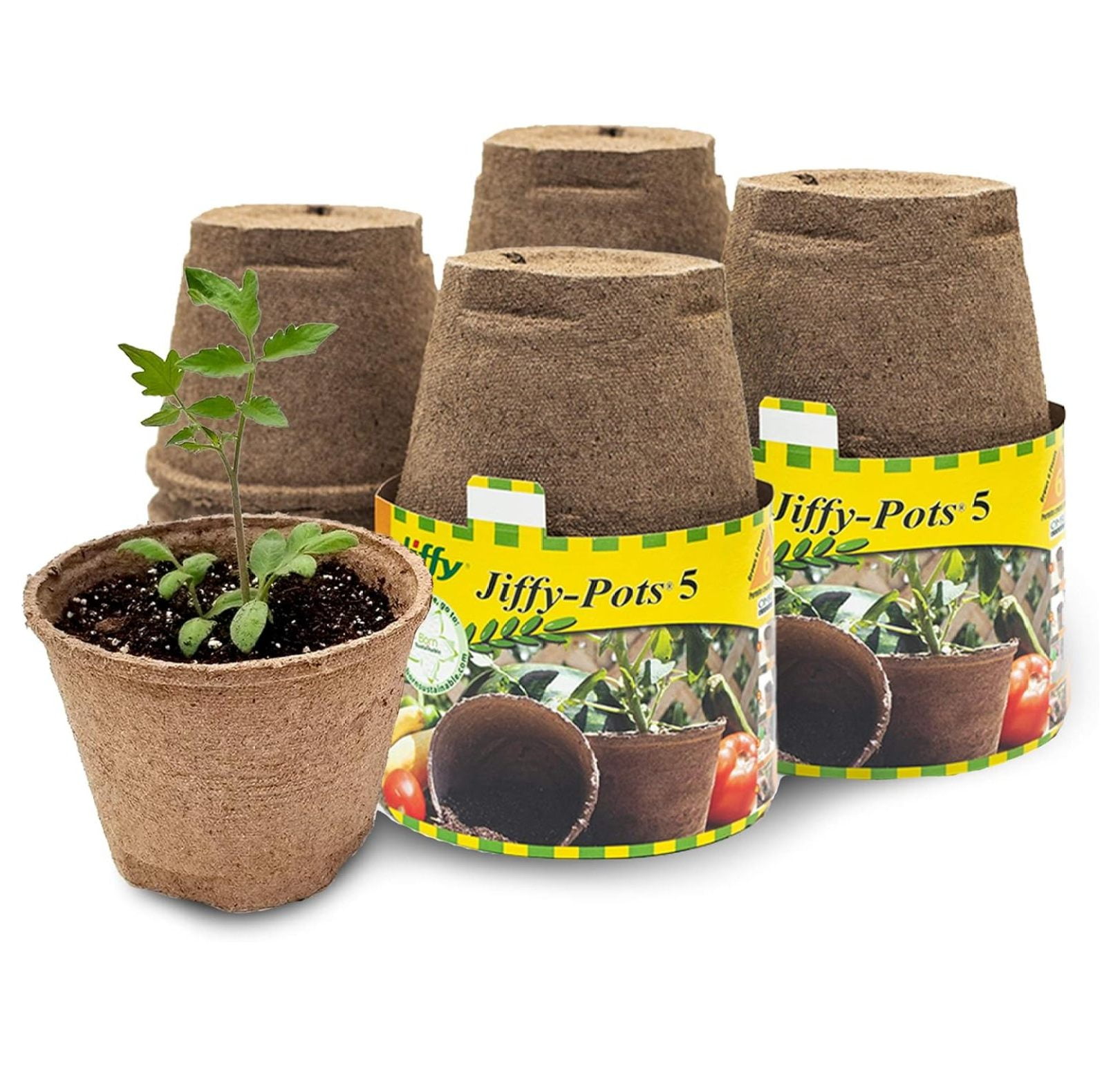 Jiffy-Pots Organic Seed Starting 5" Biodegradable Peat Pots, 24 Pots ...