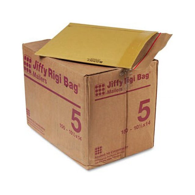 Jiffy Rigi Bag Mailer 5, Square Flap, Self-Adhesive Closure, 10.5 x 14 ...