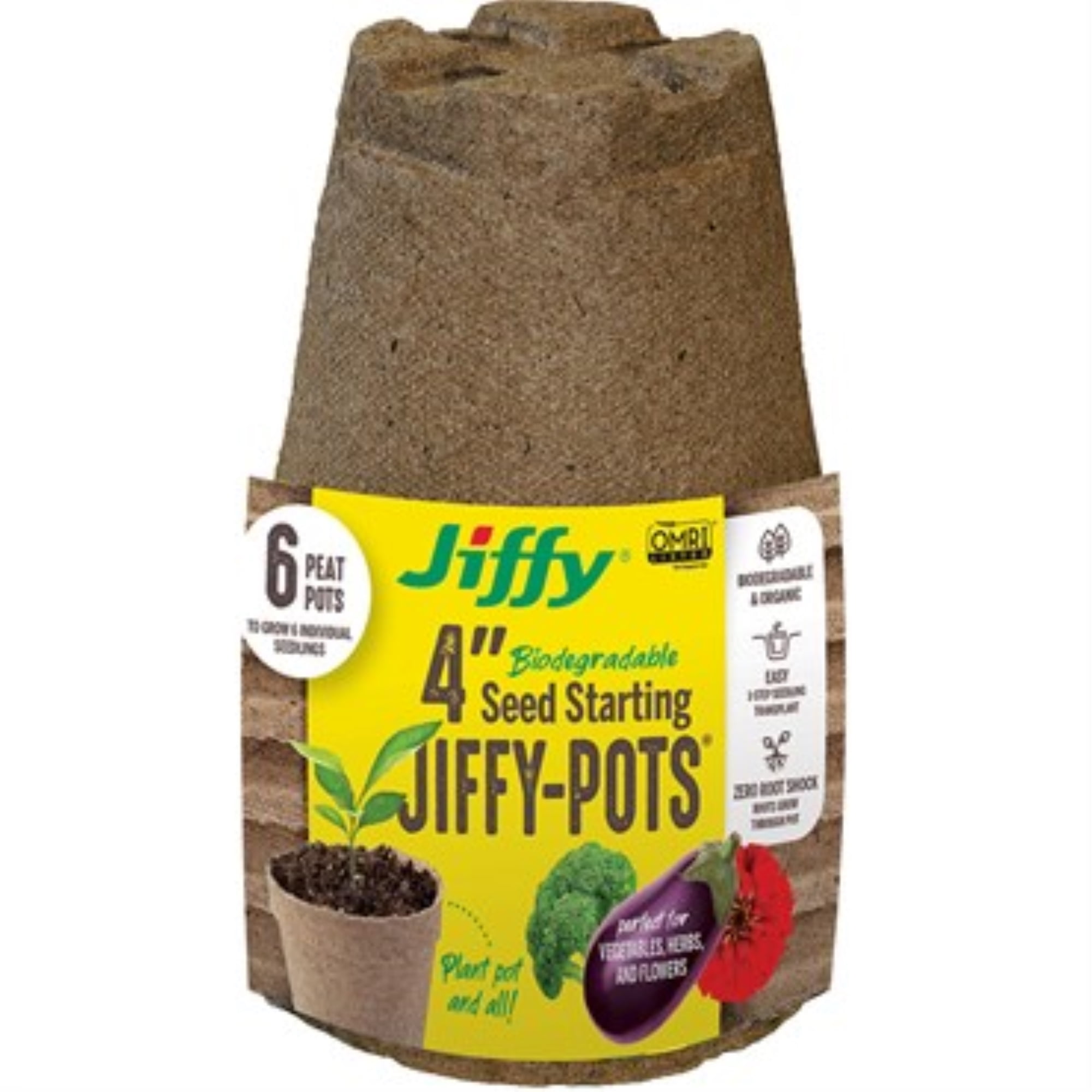 Jiffy Seedling Starter Peat Pot, 4", Biodegradable, Ideal for Plant ...