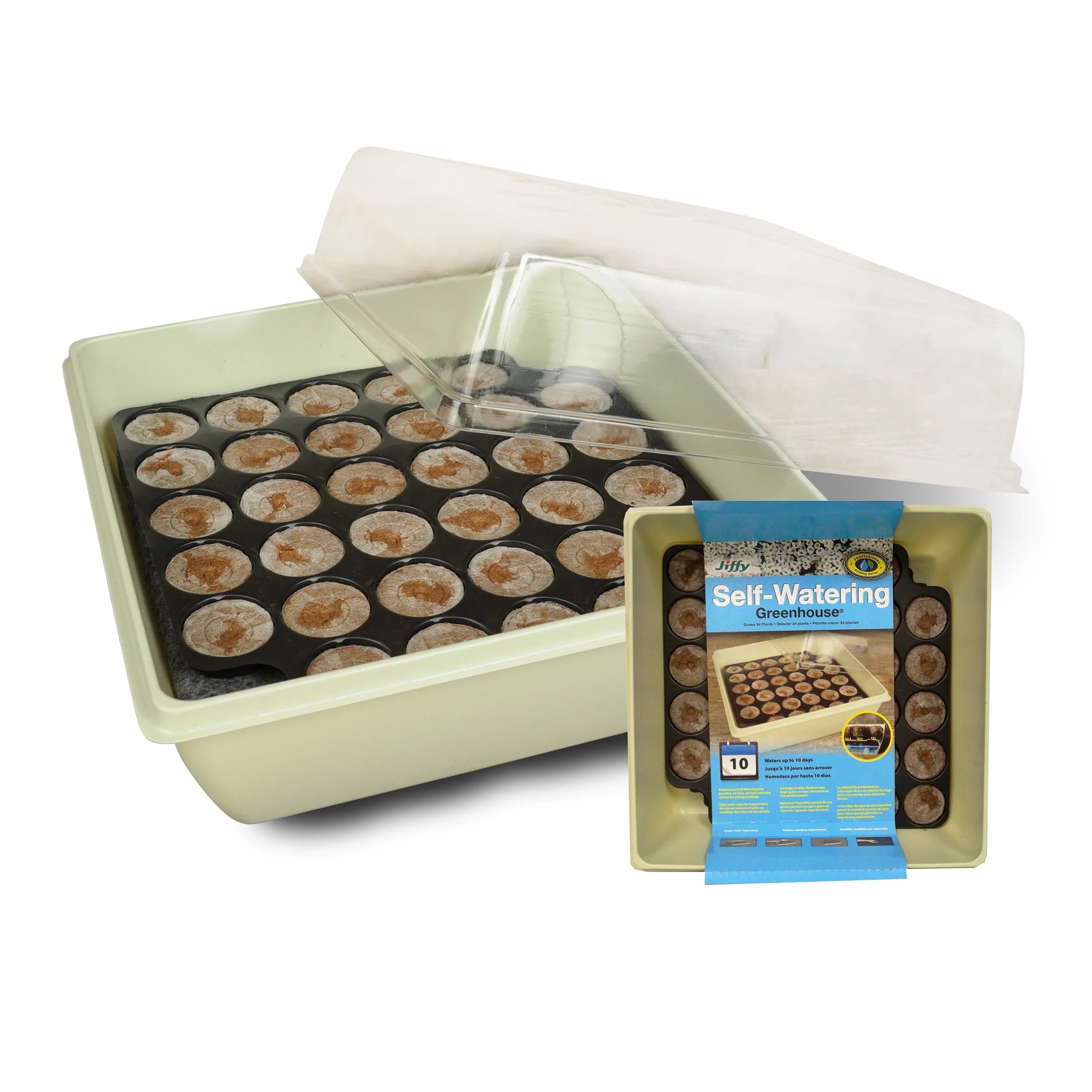 Jiffy Seed Starting Self-Watering Kit, 34 Cell with 36mm Peat Pellets ...