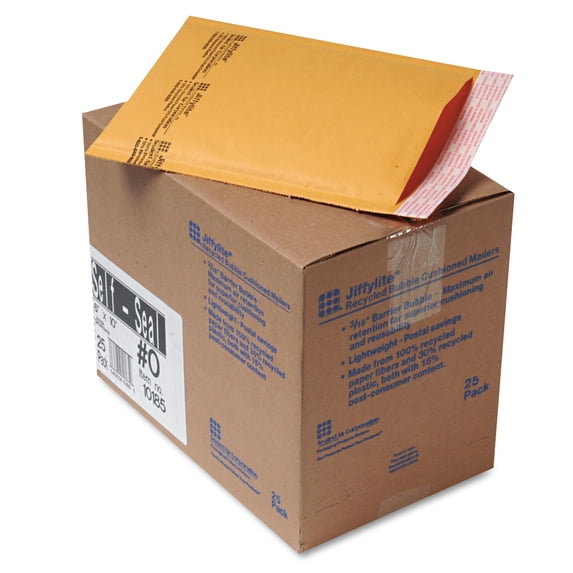 "Jiffylite Self-Seal Bubble Mailer, #0, Barrier Bubble Lining, Self ...