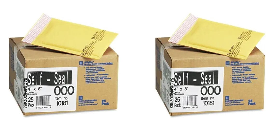 Jiffylite Self-Seal Mailer Side Seam #000 4 x 8 Golden Brown 25/Carton ...