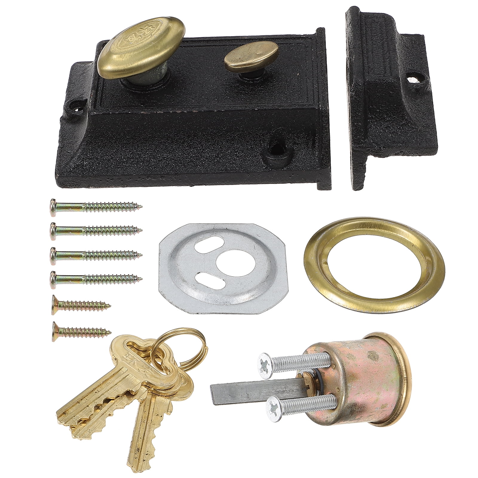 Hytrove Vintage Door Lock Anti Theft Iron Copper 1 Set 4.7X2.5in ...