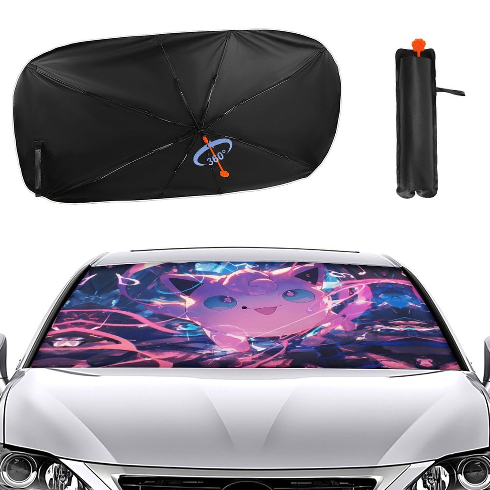 Jiggly-puff Car Sun Shade Umbrella, Car Shade Front Windshield Sun Shade Foldable Umbrella for ...