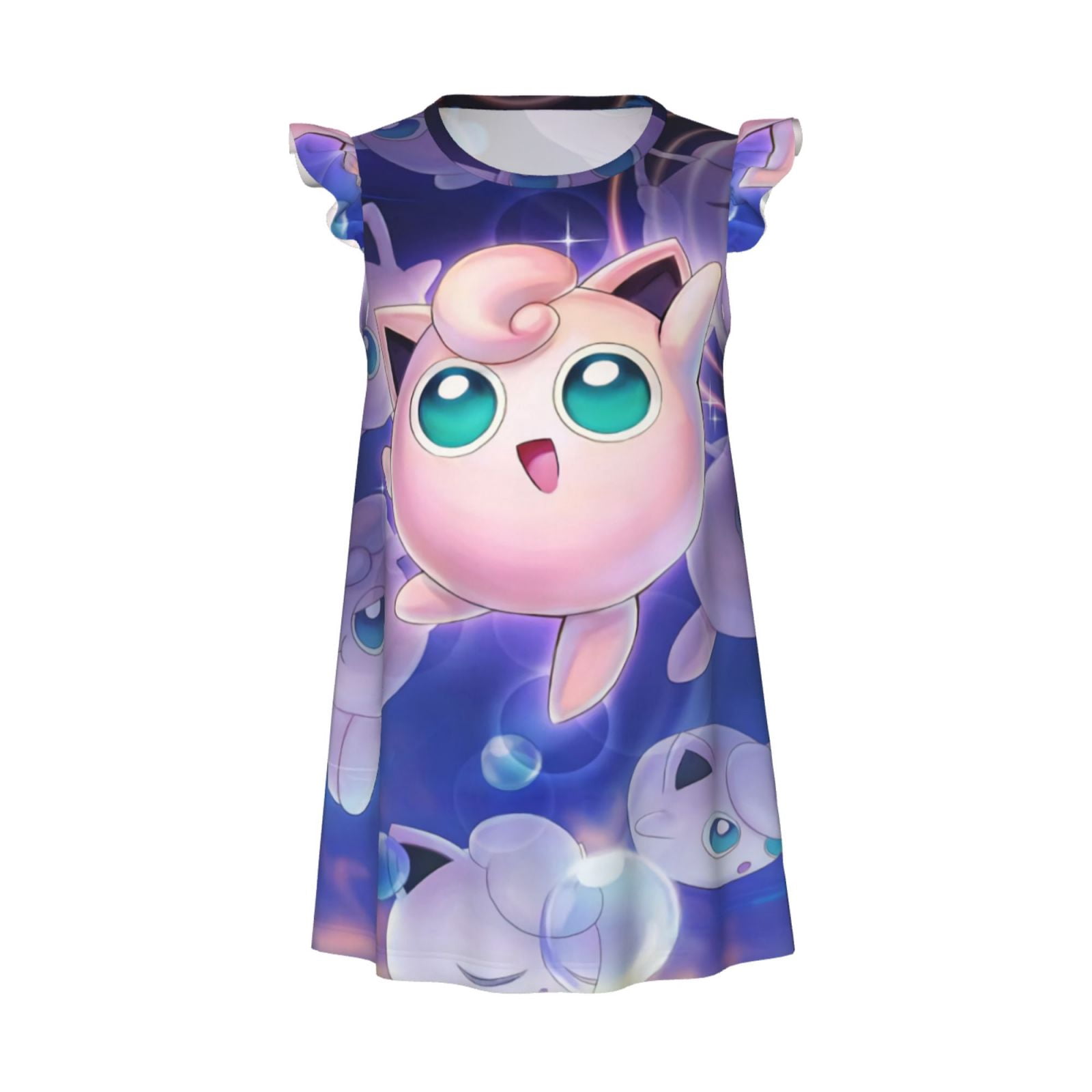 Jigglypuff Little Girls Nightgowns Soft Flutter Sleeve Night Dress ...