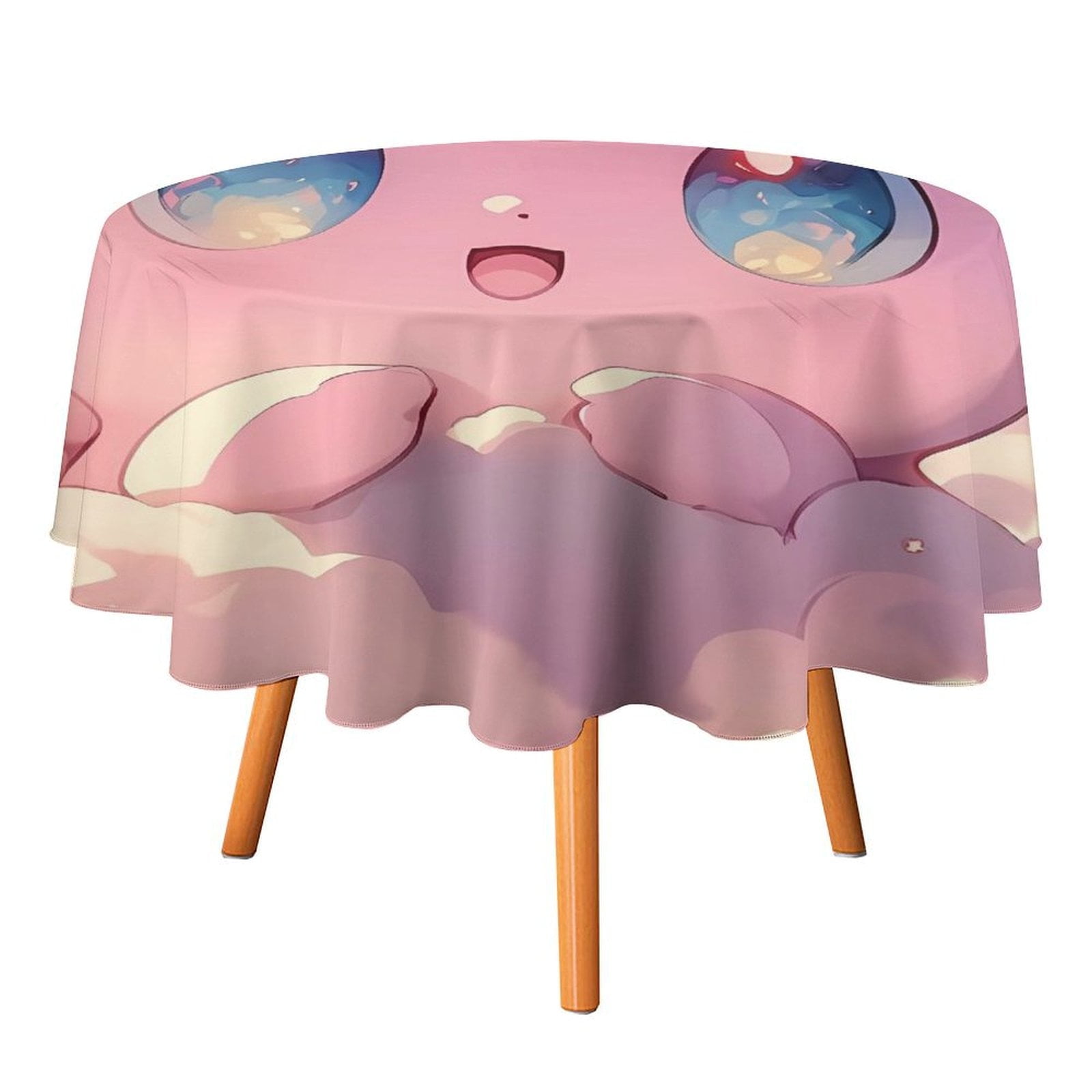 Jigglypuff Round Table Cloth Washable Reusable Round Tablecloth Cartoon ...