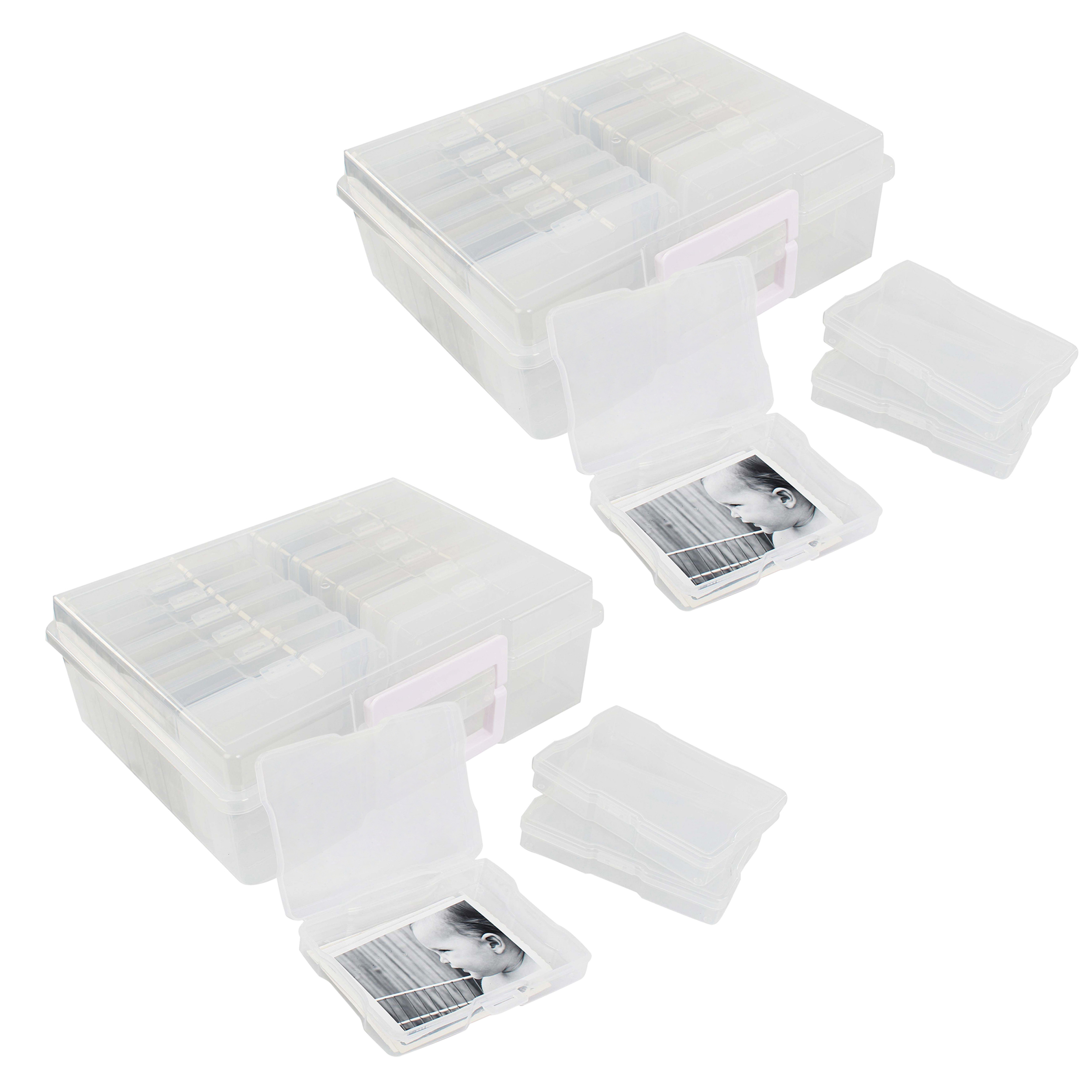 Jigitz 4x6 Photo Storage Box with Carrier - 2 Pack Clear Photo ...