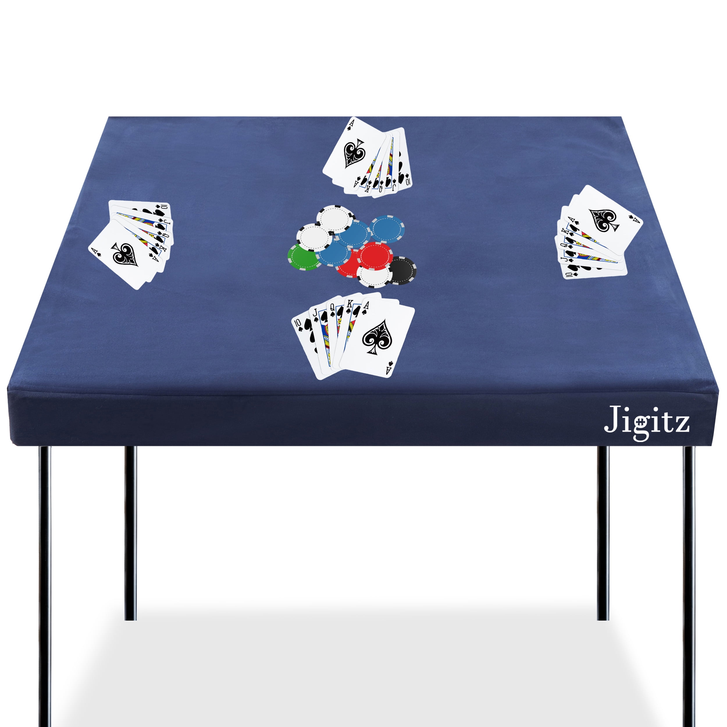Jigitz Fitted Game Table Cover Blue - Poker Felt Table Cover 34in x ...