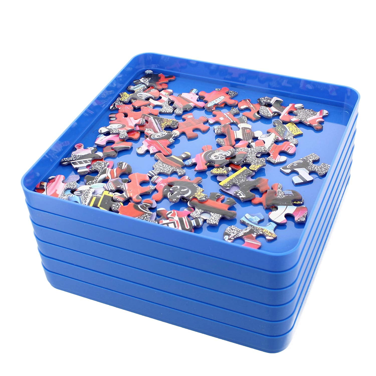 Jigitz Jigsaw Puzzle Sorter MSF2 Trays in Blue - 6 Pack Plastic Puzzle ...