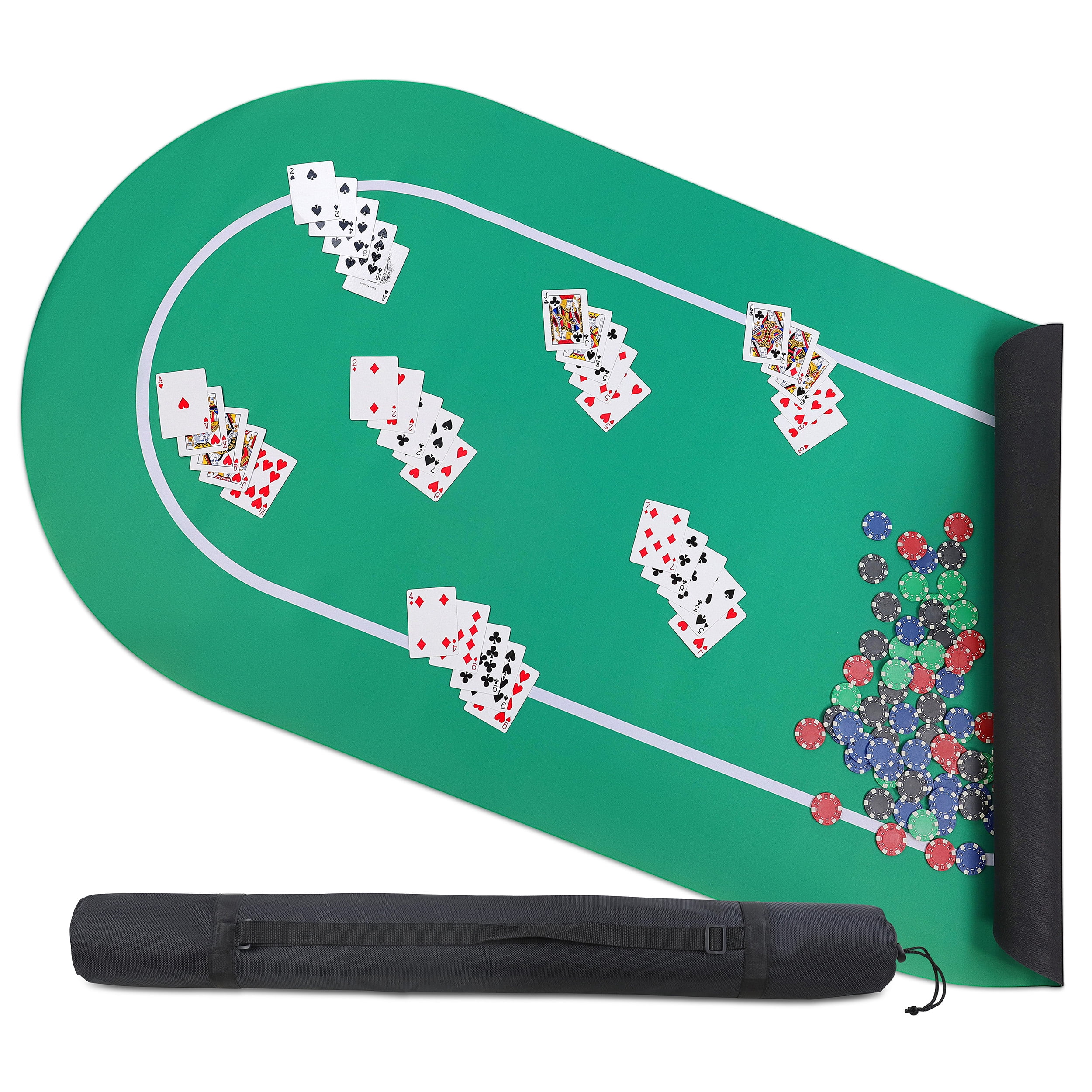 Jigitz Poker Mat Green and White Card Game Rubber Mat with Black ...