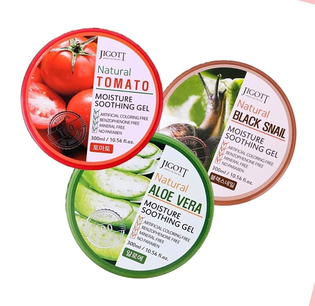 Jigott Natural Moisture Soothing Gel 300ml - Black Snail, Tomato, Aloe ...