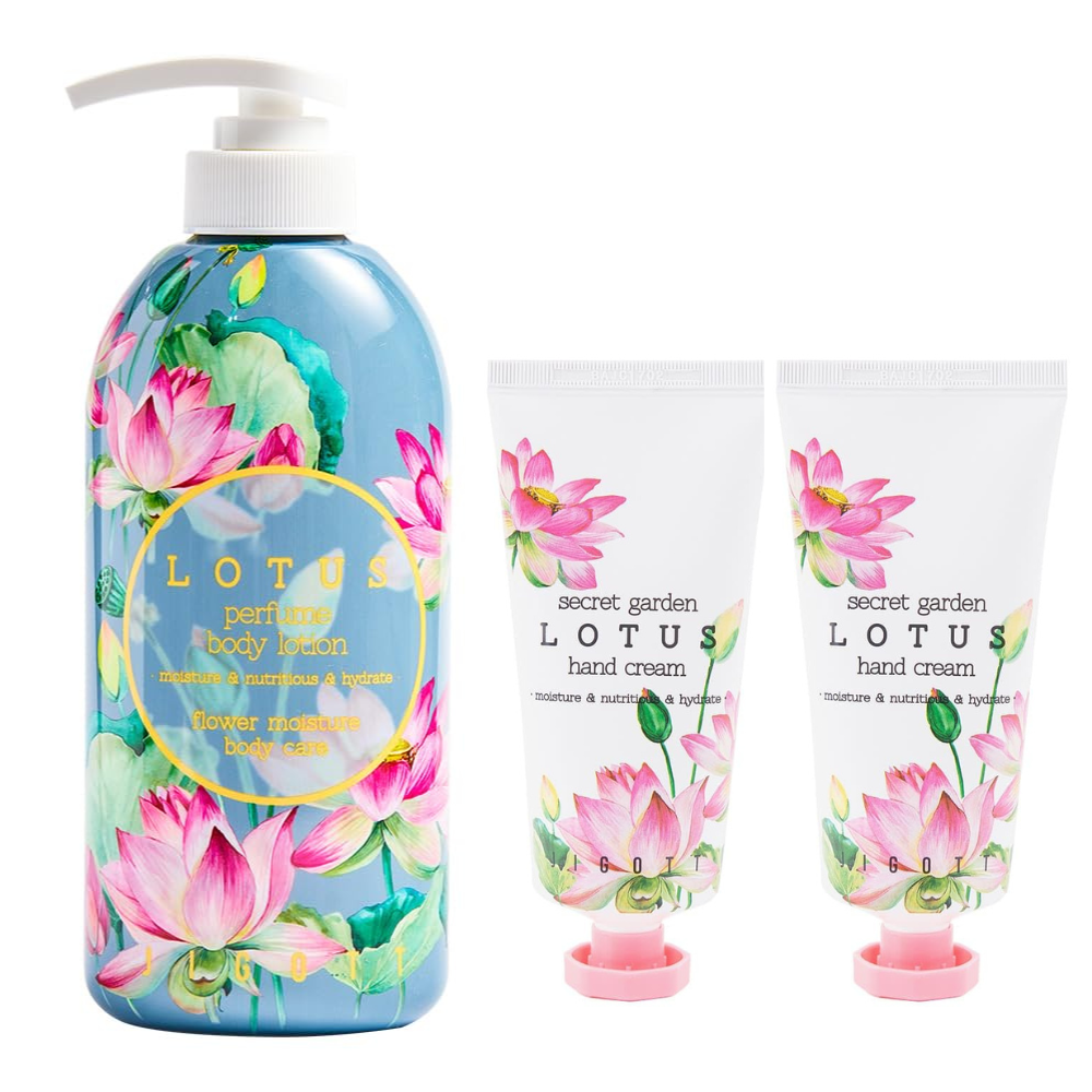Jigott Secret Garden Lotus Body Lotion 750ml/25.36fl.oz & Hand Cream 2 ...
