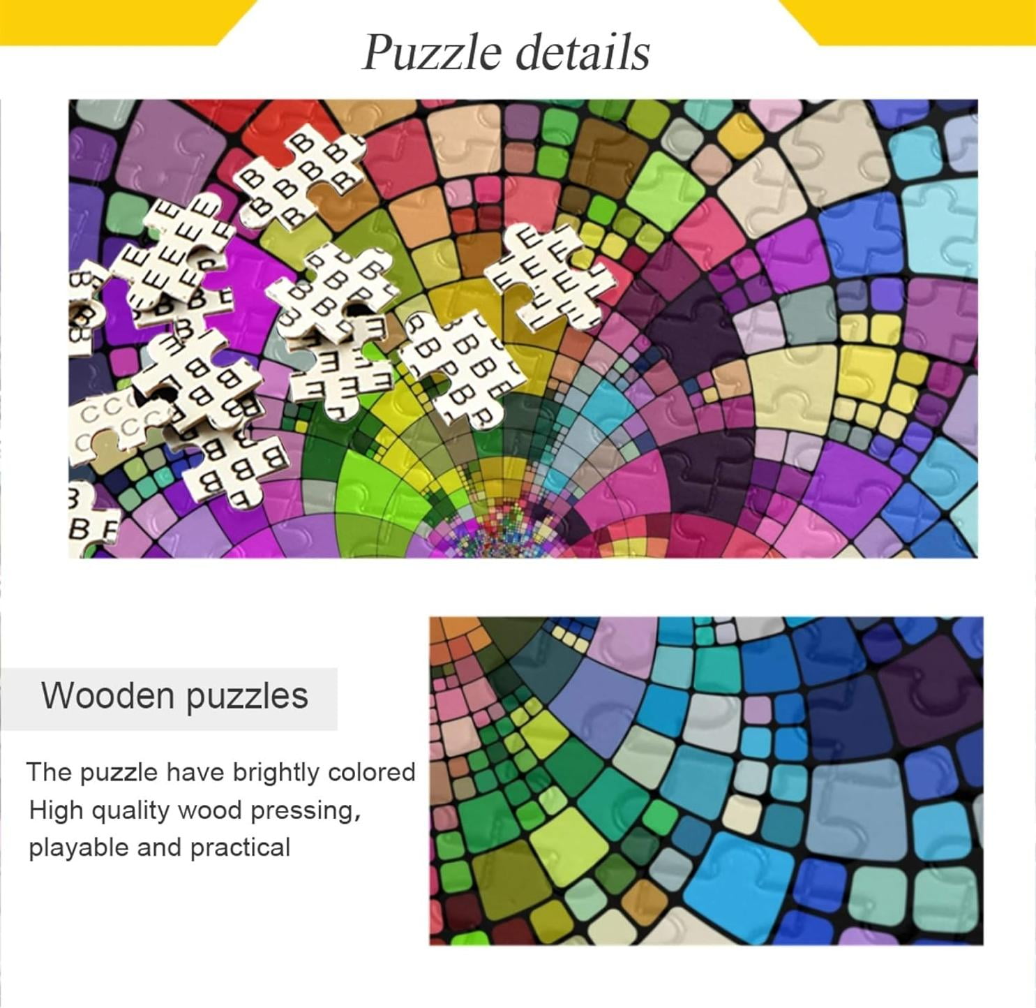 Jigsaw Puzzle 1000 Piece Abstract Colorful Squares Wooden Puzzle ...