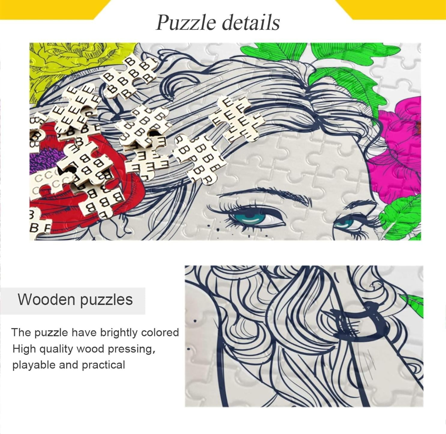 Jigsaw Puzzle 1000 Piece Beautiful Woman with Flowers Wooden Puzzle ...