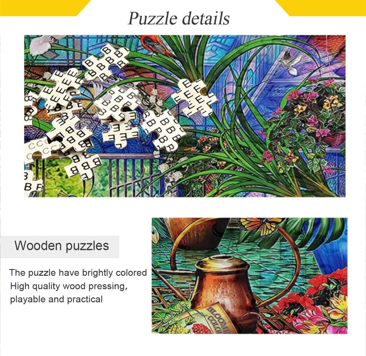 Jigsaw Puzzle 1000 Piece - Colorful Garden Peacock Flower - Puzzle ...