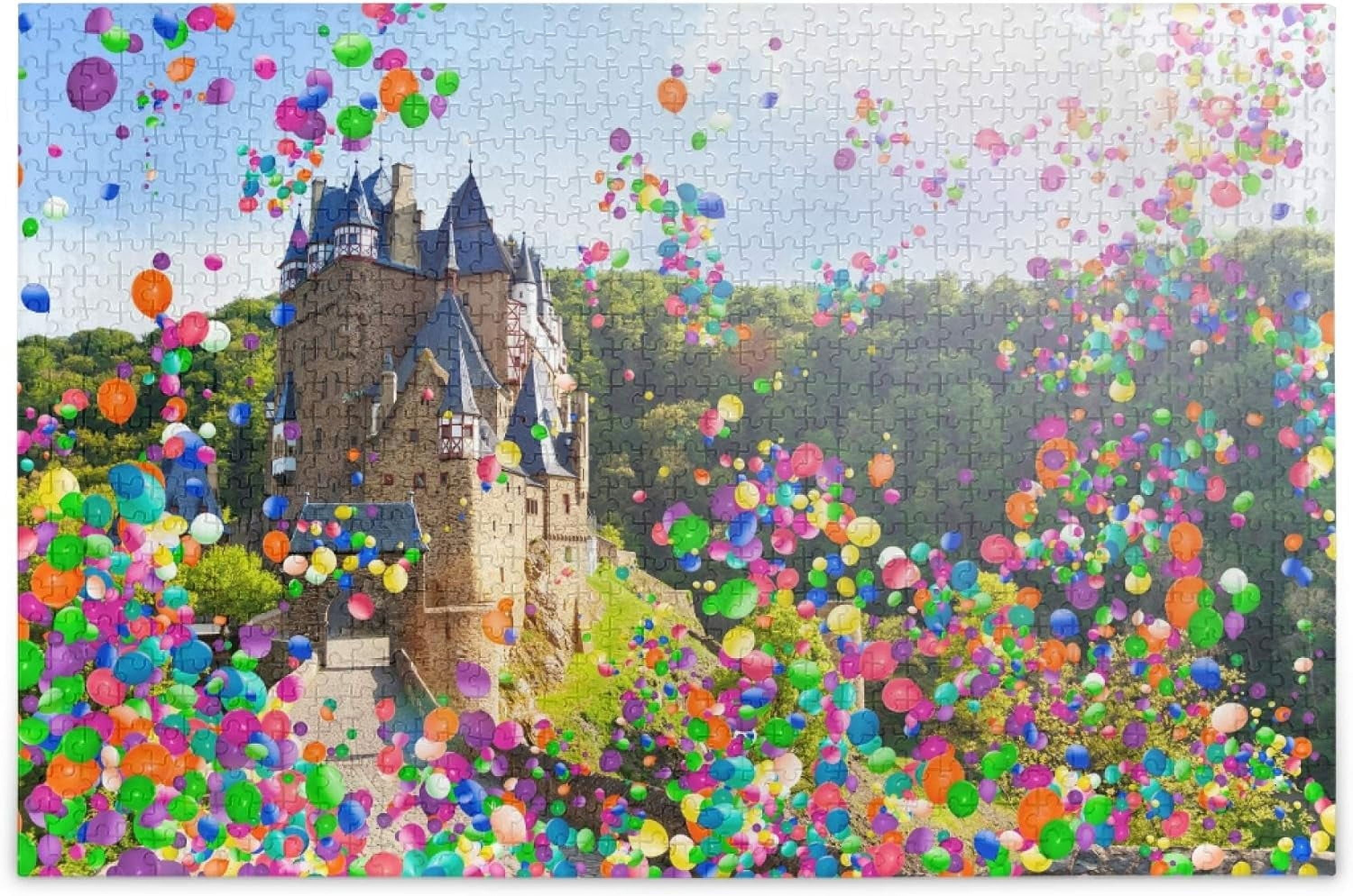 Jigsaw Puzzle 1000 Piece Eltz Castle with Air Balloons Wooden Puzzle ...