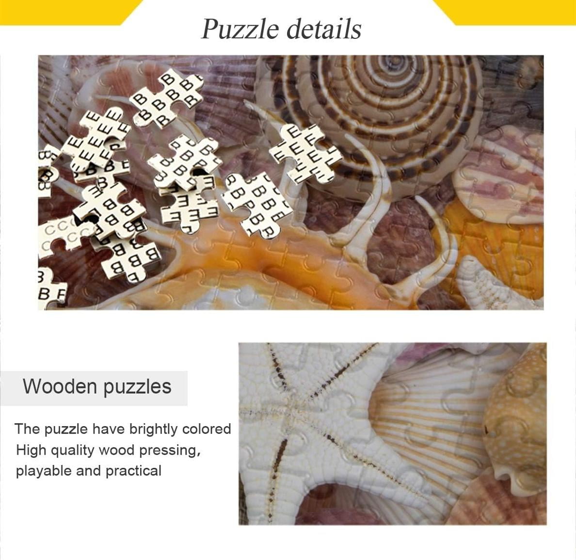 Jigsaw Puzzle 1000 Piece Seashells Wooden Puzzle , Intellectual ...