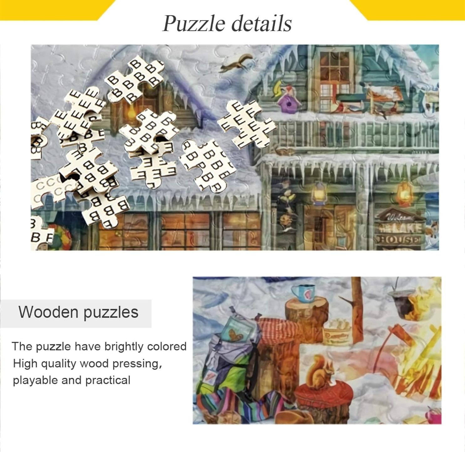 Jigsaw Puzzle 1000 Piece Snowy Scenery Wooden Puzzle , Intellectual ...