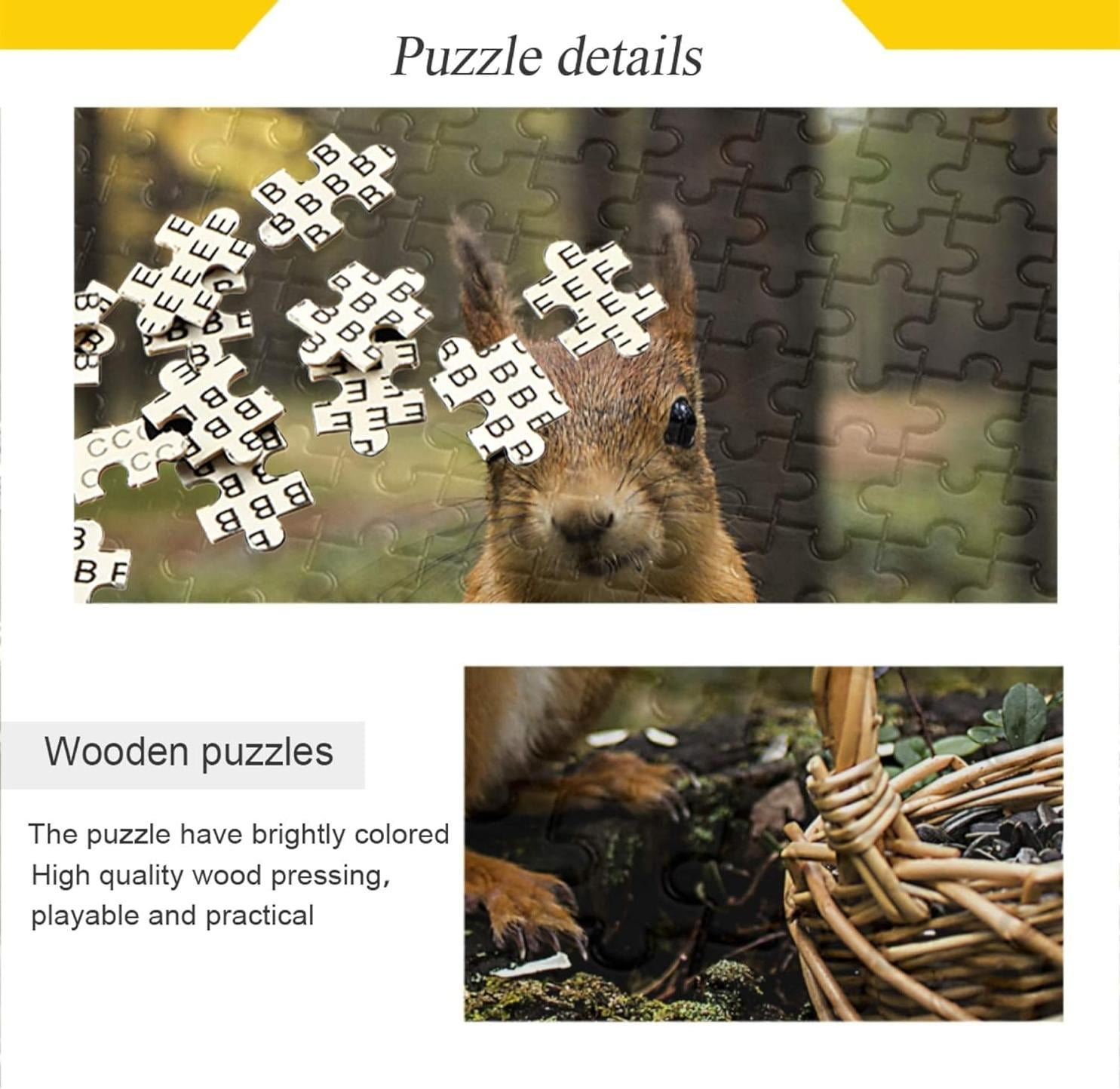 Jigsaw Puzzle 1000 Piece Squirrel Grass Greens Wooden Puzzle ...